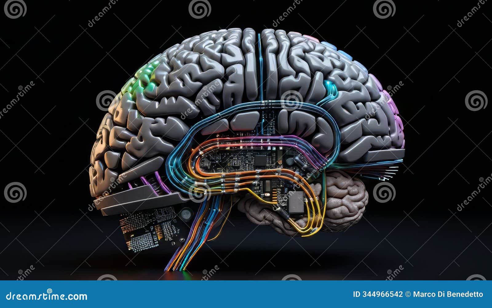 Illustrative Image Concept of Technological and Computerized Brain with ...