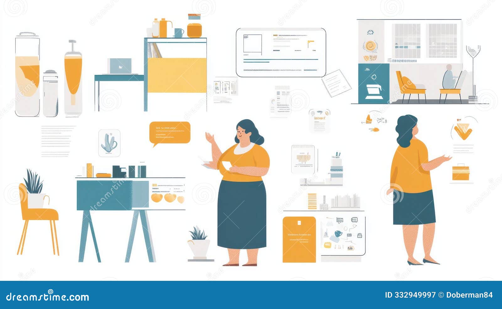 Illustrative Infographic Featuring a Design of a Modern Office ...