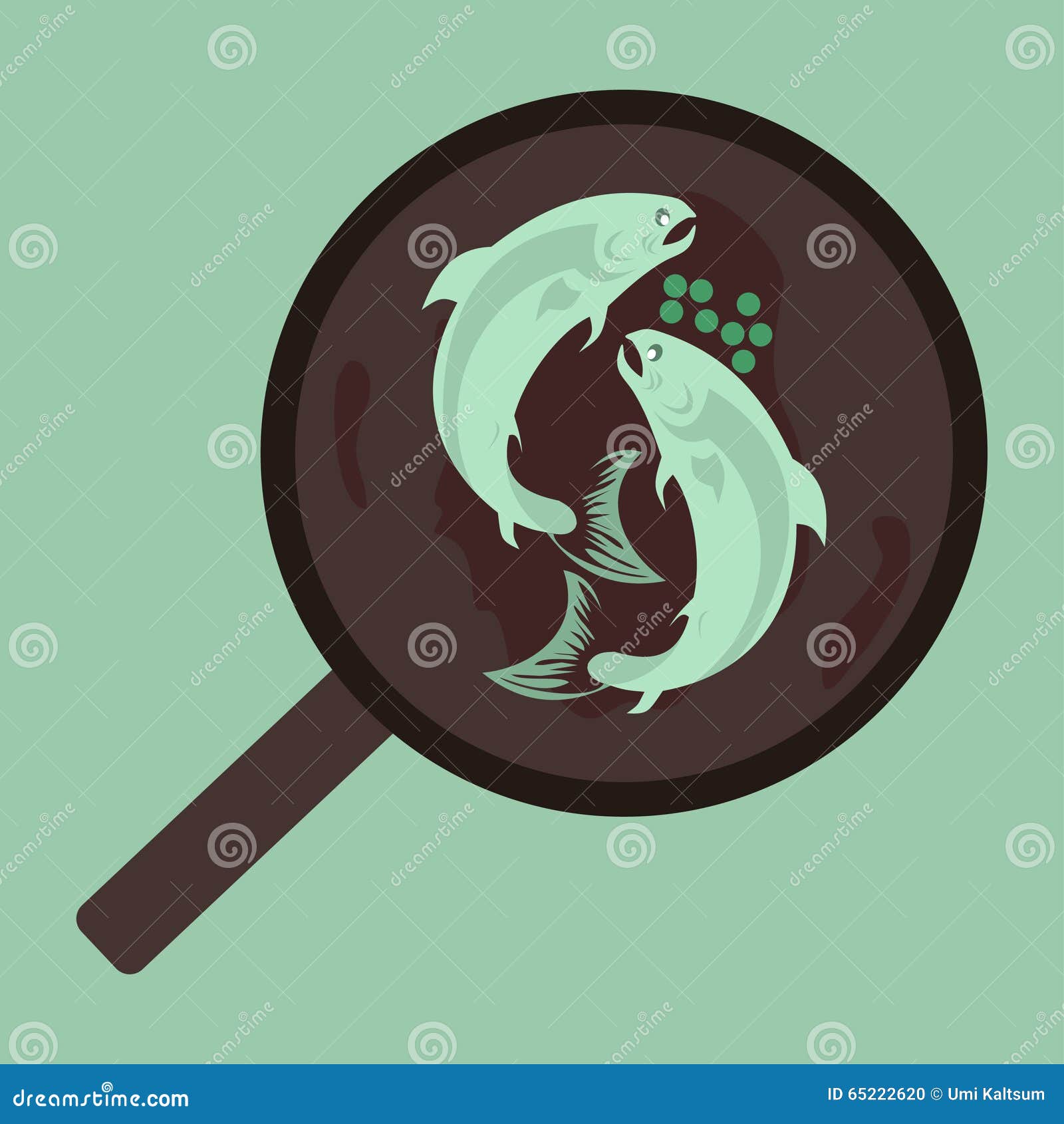 Illustrative pan with fish stock vector. Illustration of illustrative ...