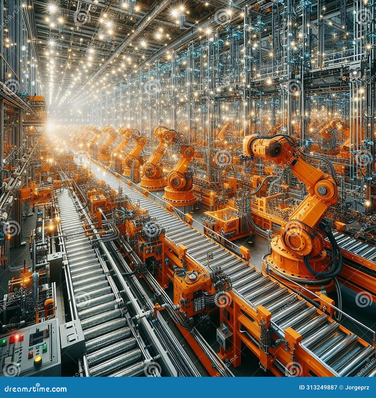 Heavy Industry Inside: Automatic Packing Line Machinery. Stock ...