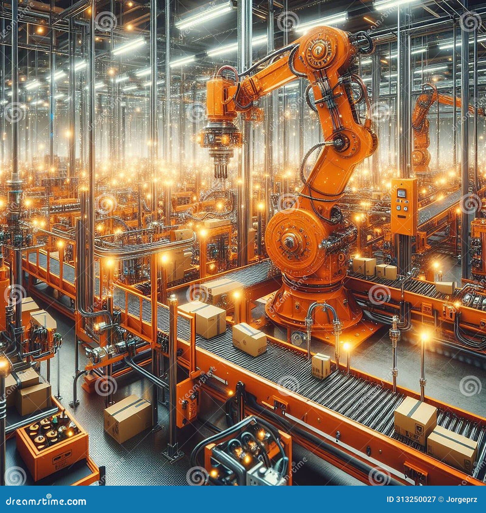 Heavy Industry Inside: Automatic Packing Line Machinery. Stock ...