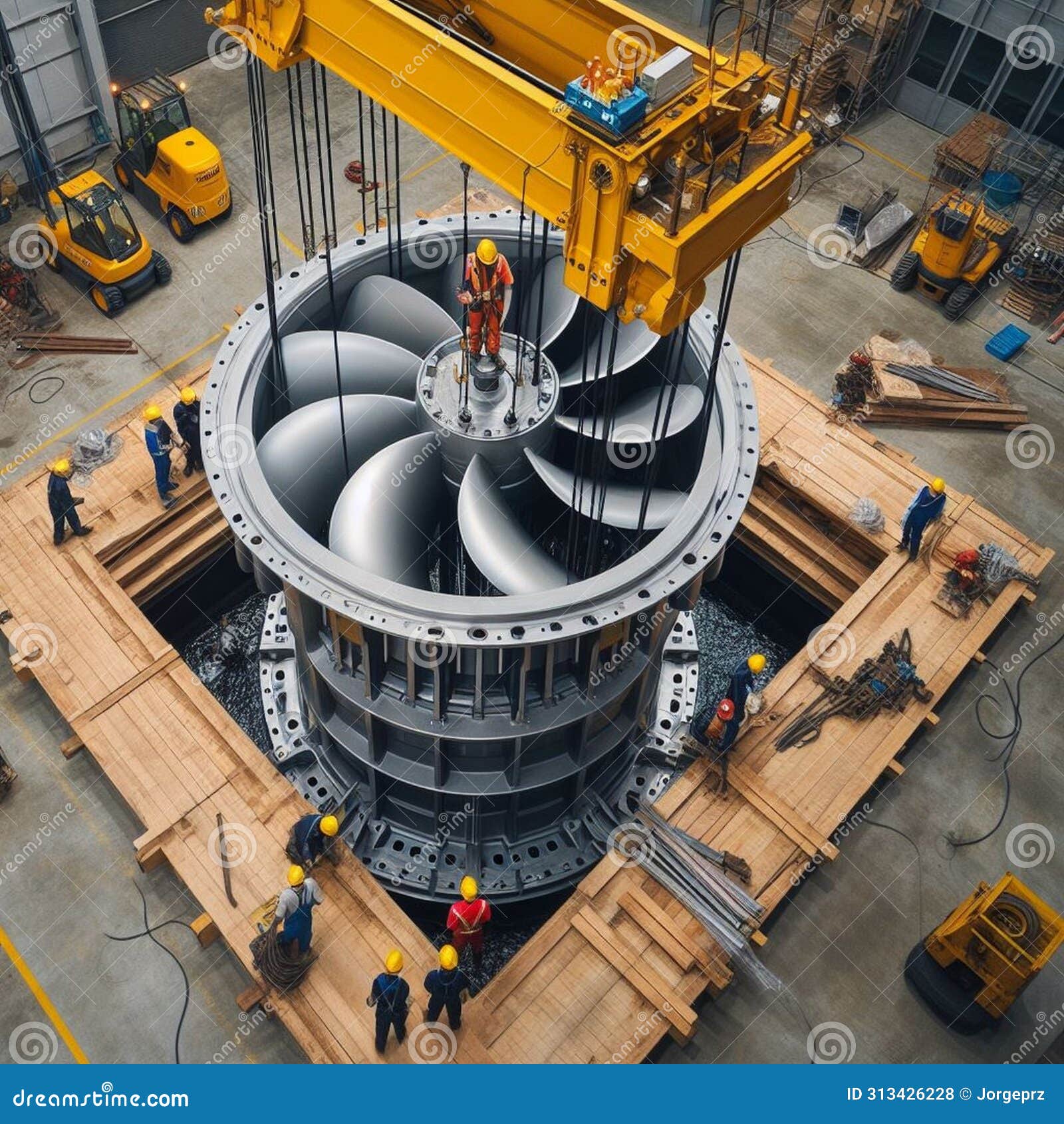 Heavy Industry Inside: Mechanical Work on a Large Propeller. Stock ...