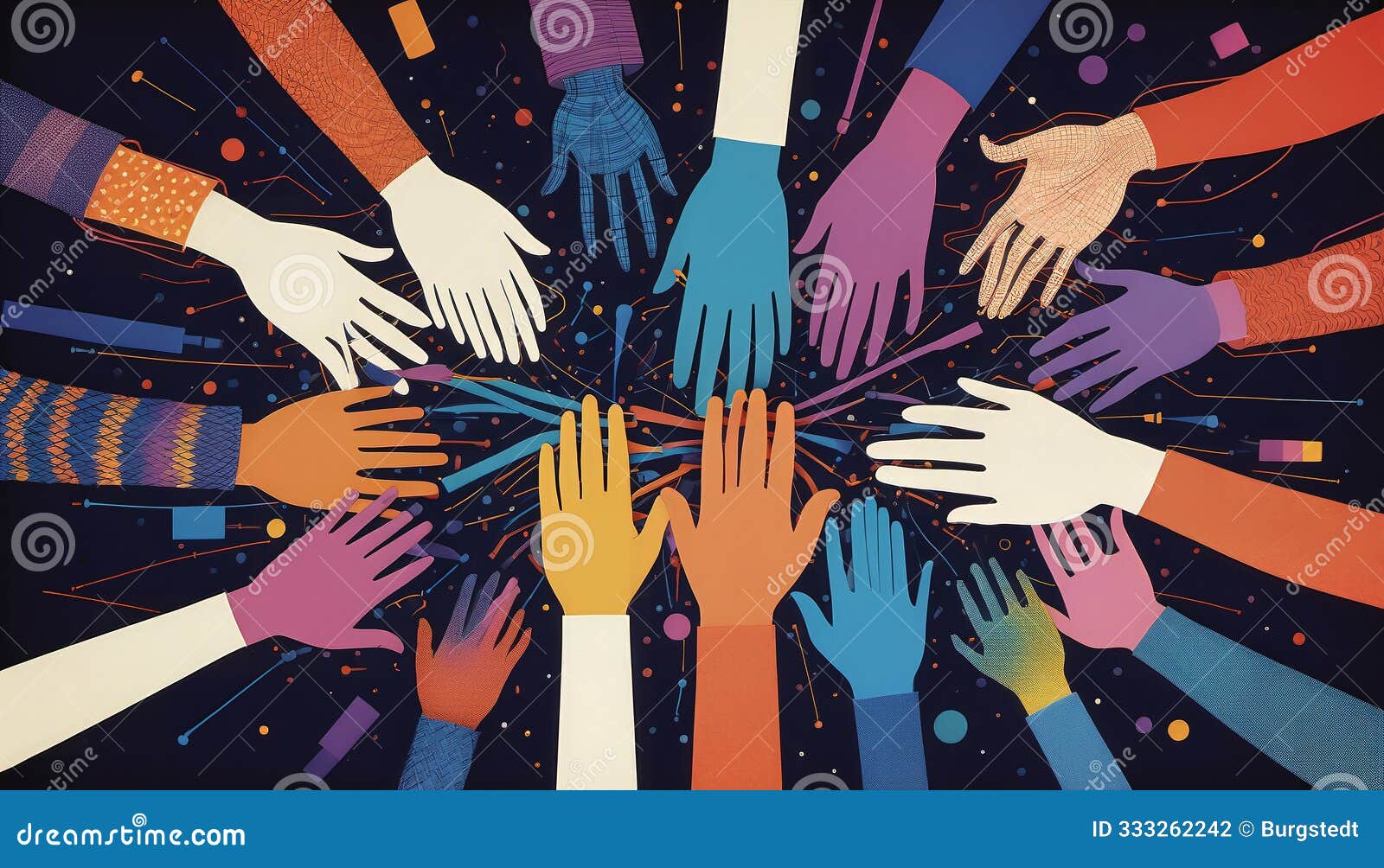 Illustrative Representation of Different Hands and Arms Moving Towards ...