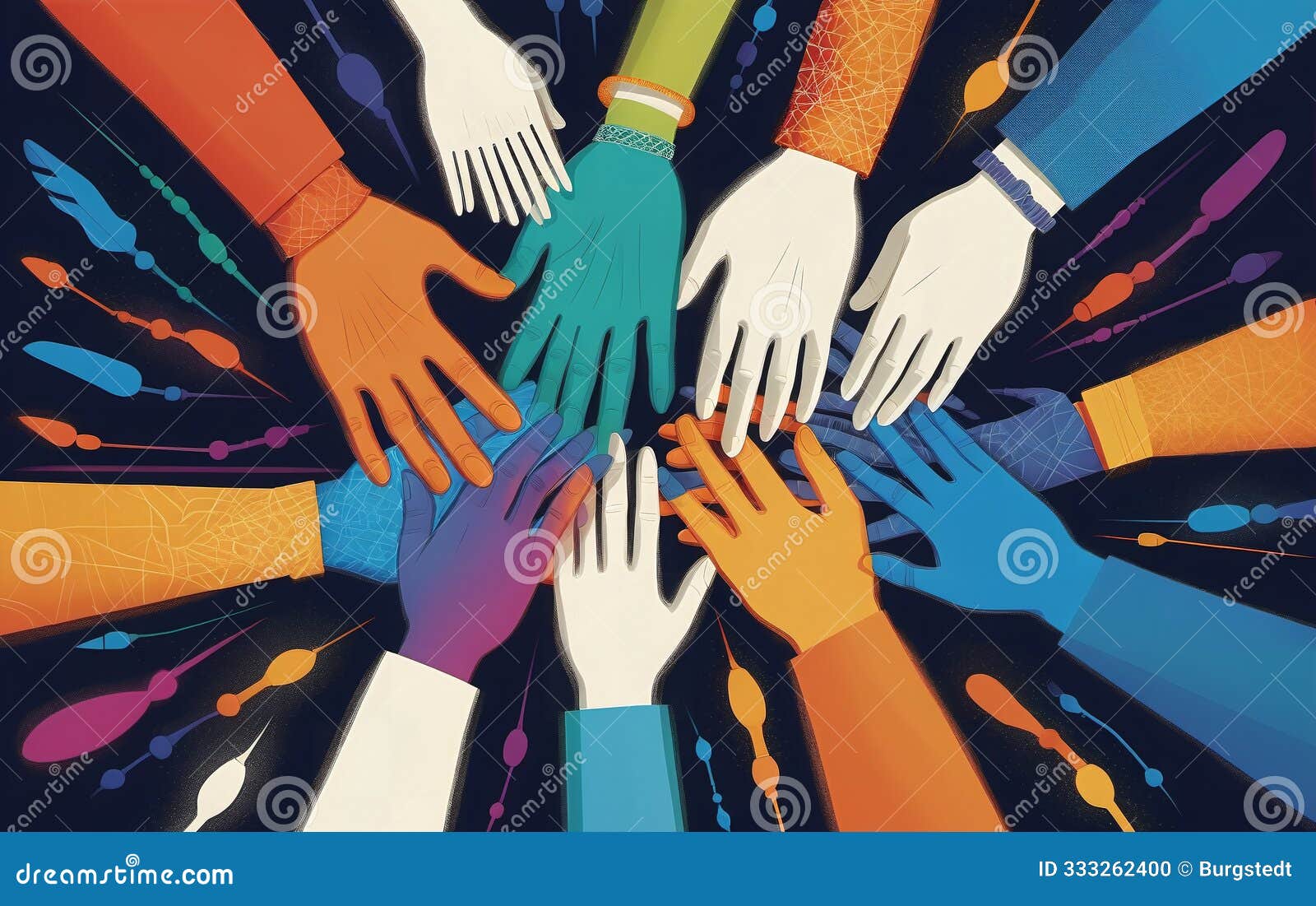 Illustrative Representation of Different Hands and Arms Moving Towards ...