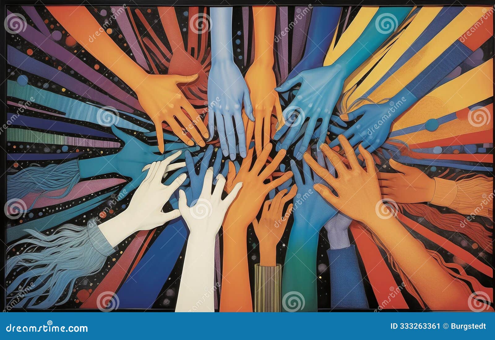 Illustrative Representation of Different Hands and Arms Moving Towards ...