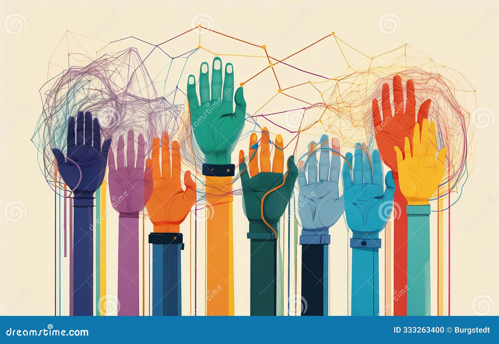 Illustrative Representation of Different Hands and Arms Moving Towards ...