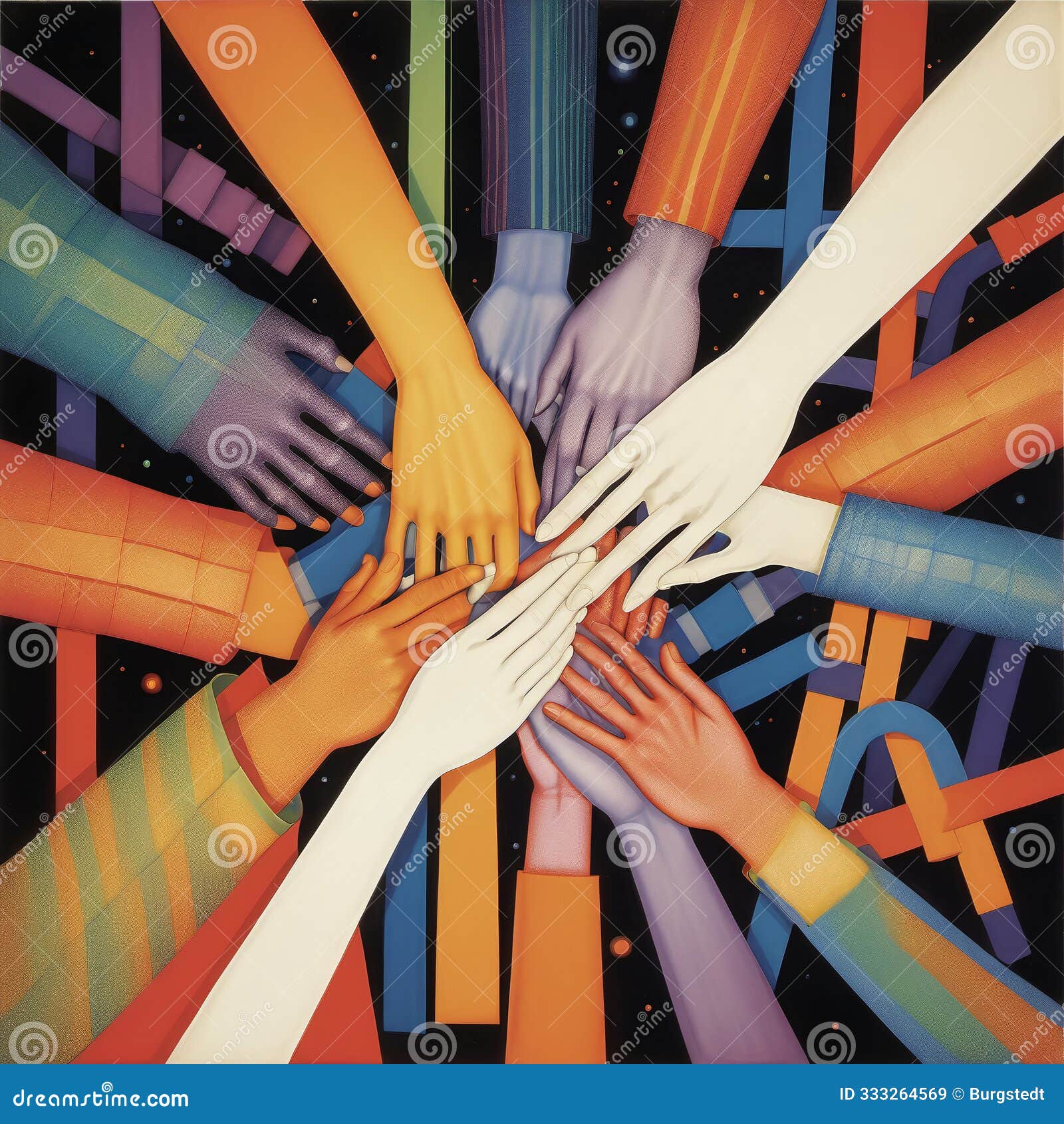 Illustrative Representation of Different Hands and Arms Moving Towards ...