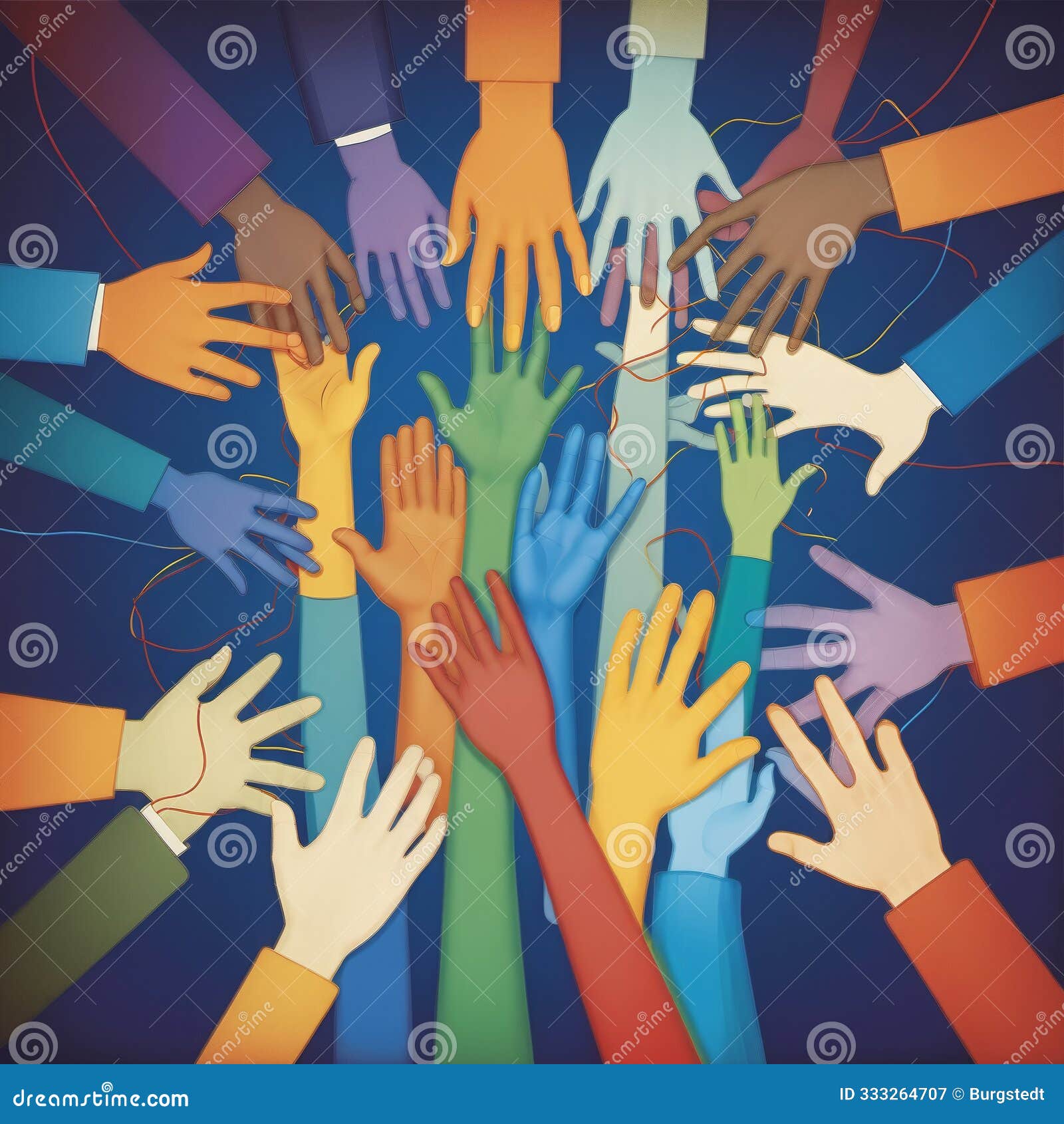 Illustrative Representation of Different Hands and Arms Moving Towards ...