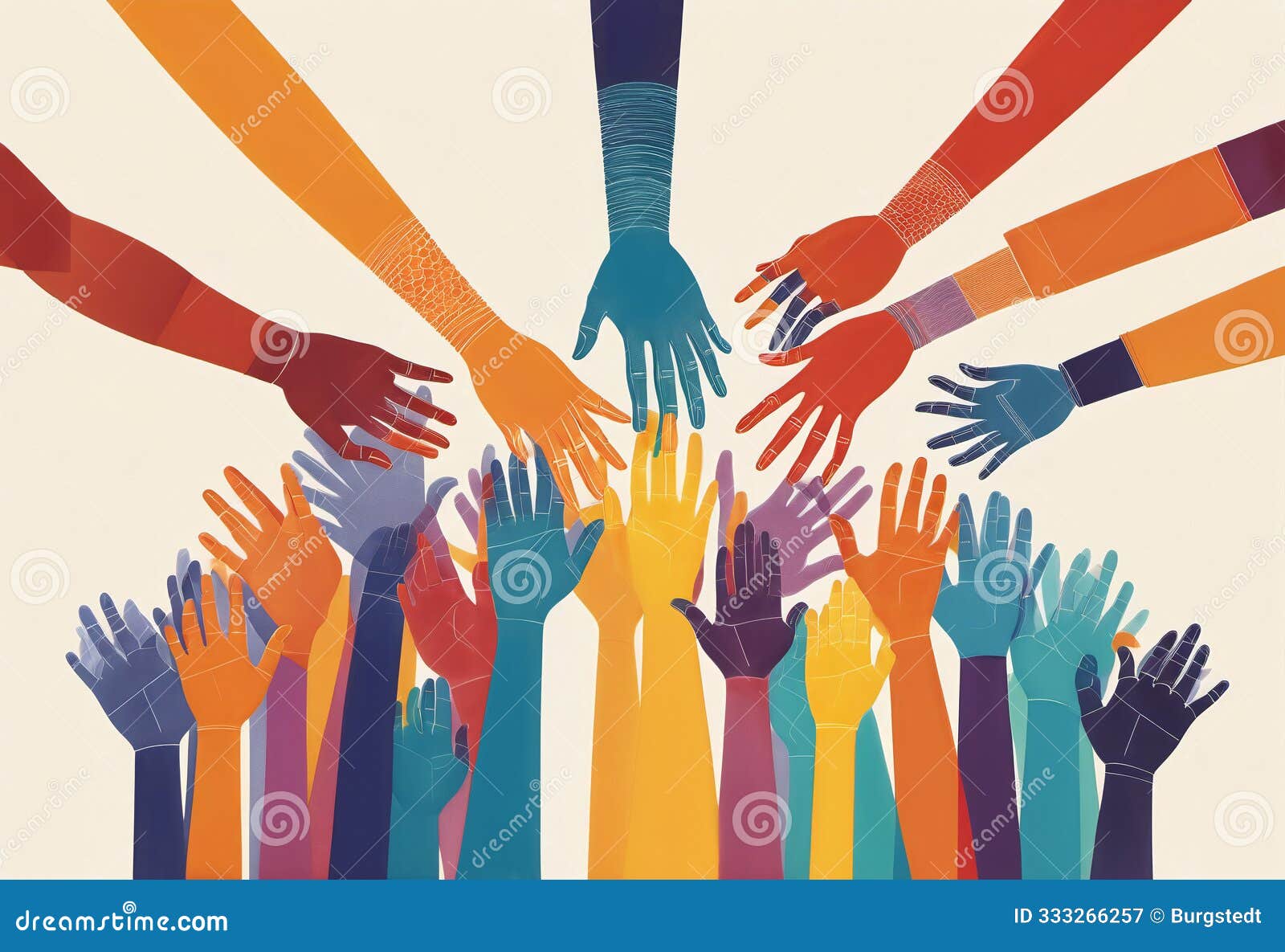 Illustrative Representation of Different Hands and Arms Moving Towards ...