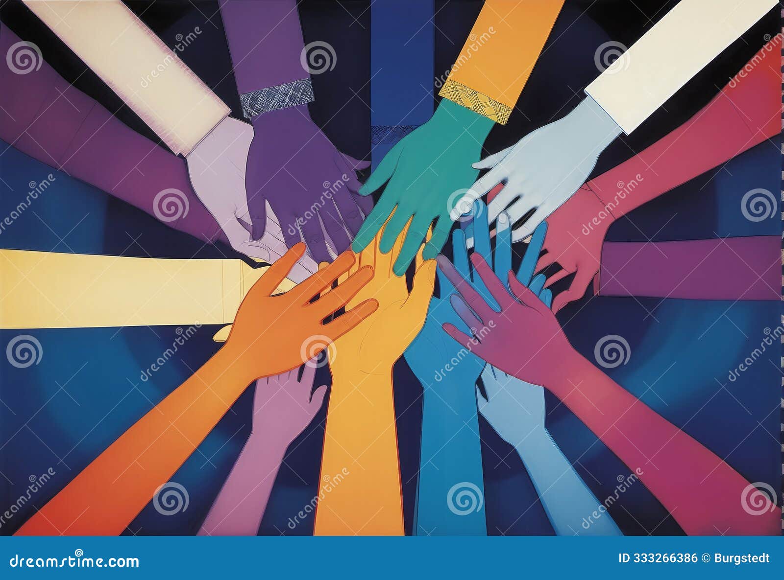 Illustrative Representation of Different Hands and Arms Moving Towards ...