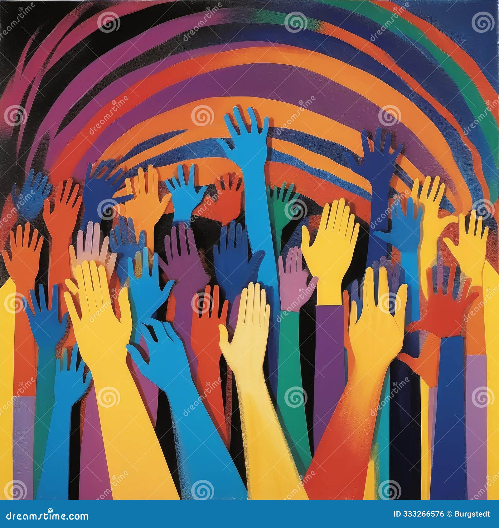 Illustrative Representation of Different Hands and Arms Moving Towards ...