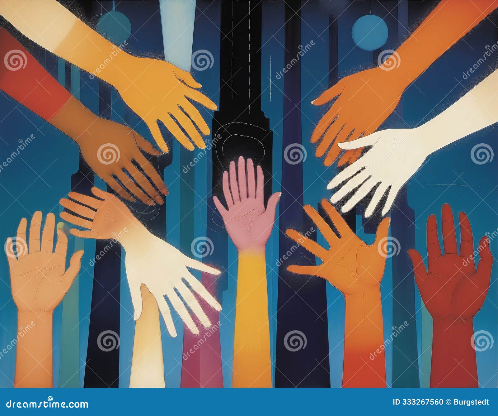 Illustrative Representation of Different Hands and Arms Moving Towards ...