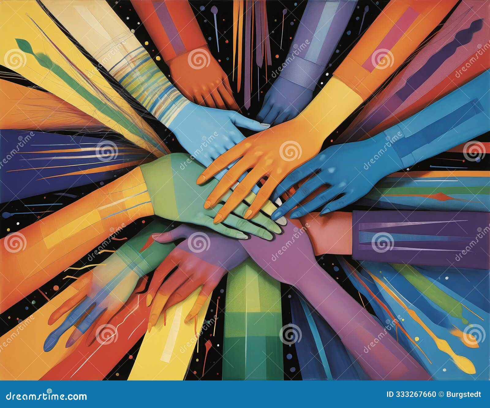 Illustrative Representation of Different Hands and Arms Moving Towards ...