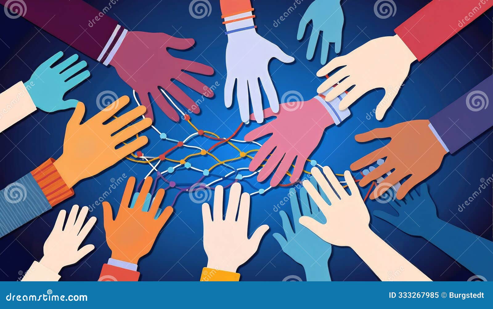 Illustrative Representation of Different Hands and Arms Moving Towards ...