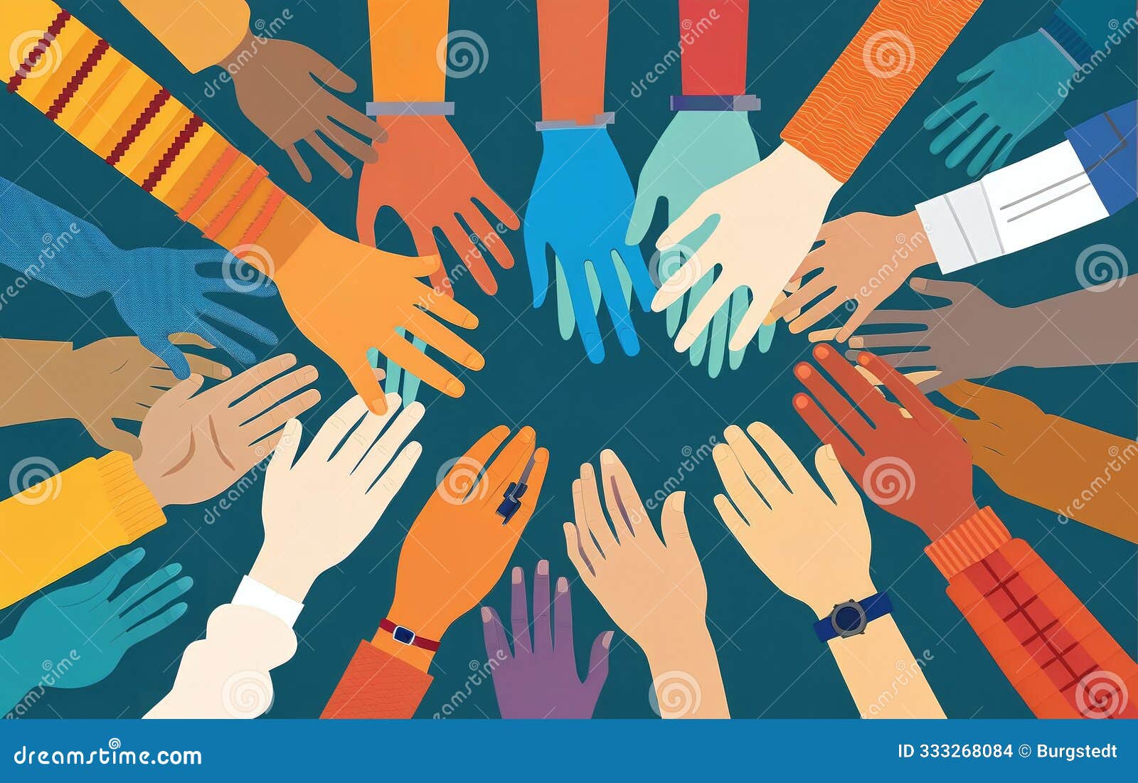 Illustrative Representation of Different Hands and Arms Moving Towards ...