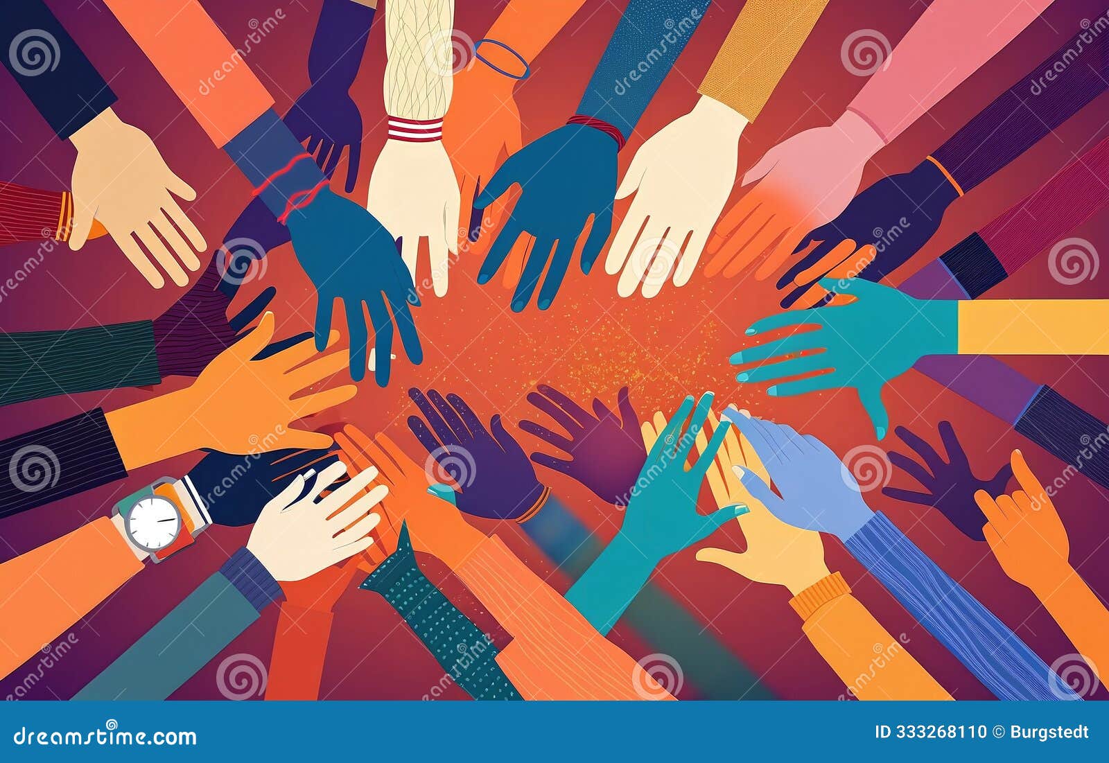 Illustrative Representation of Different Hands and Arms Moving Towards ...