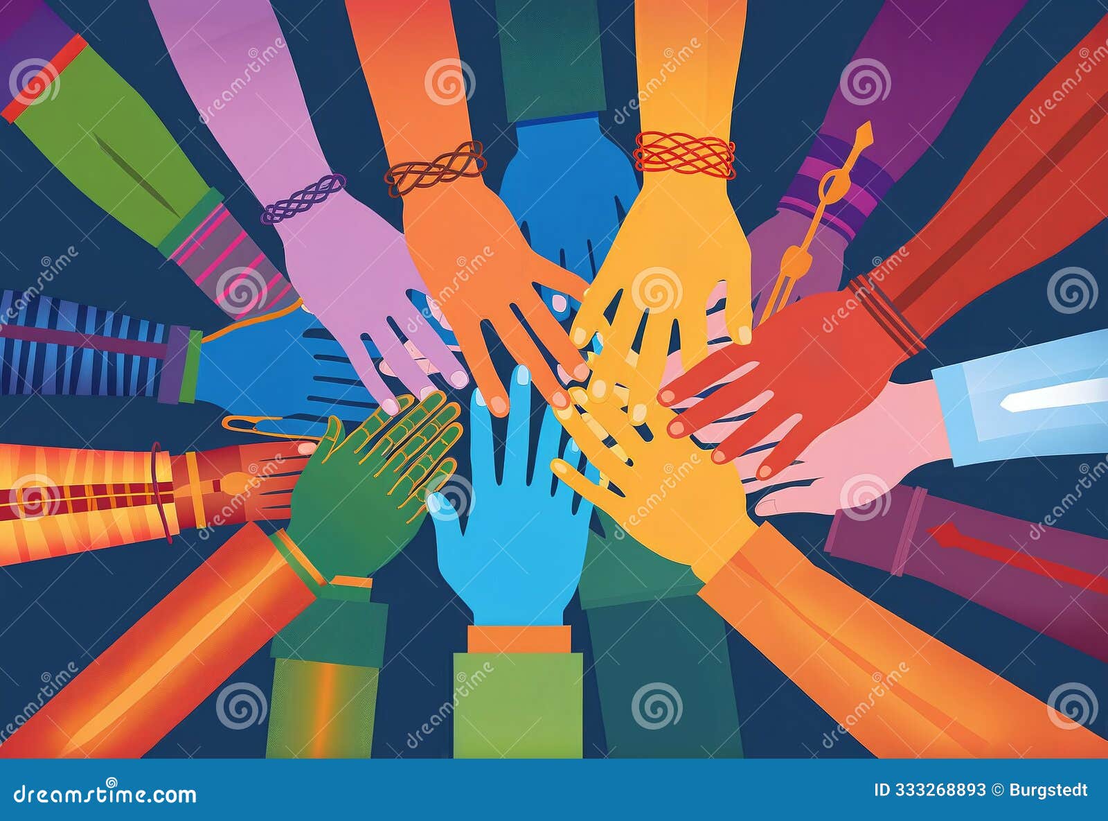 Illustrative Representation of Different Hands and Arms Moving Towards ...