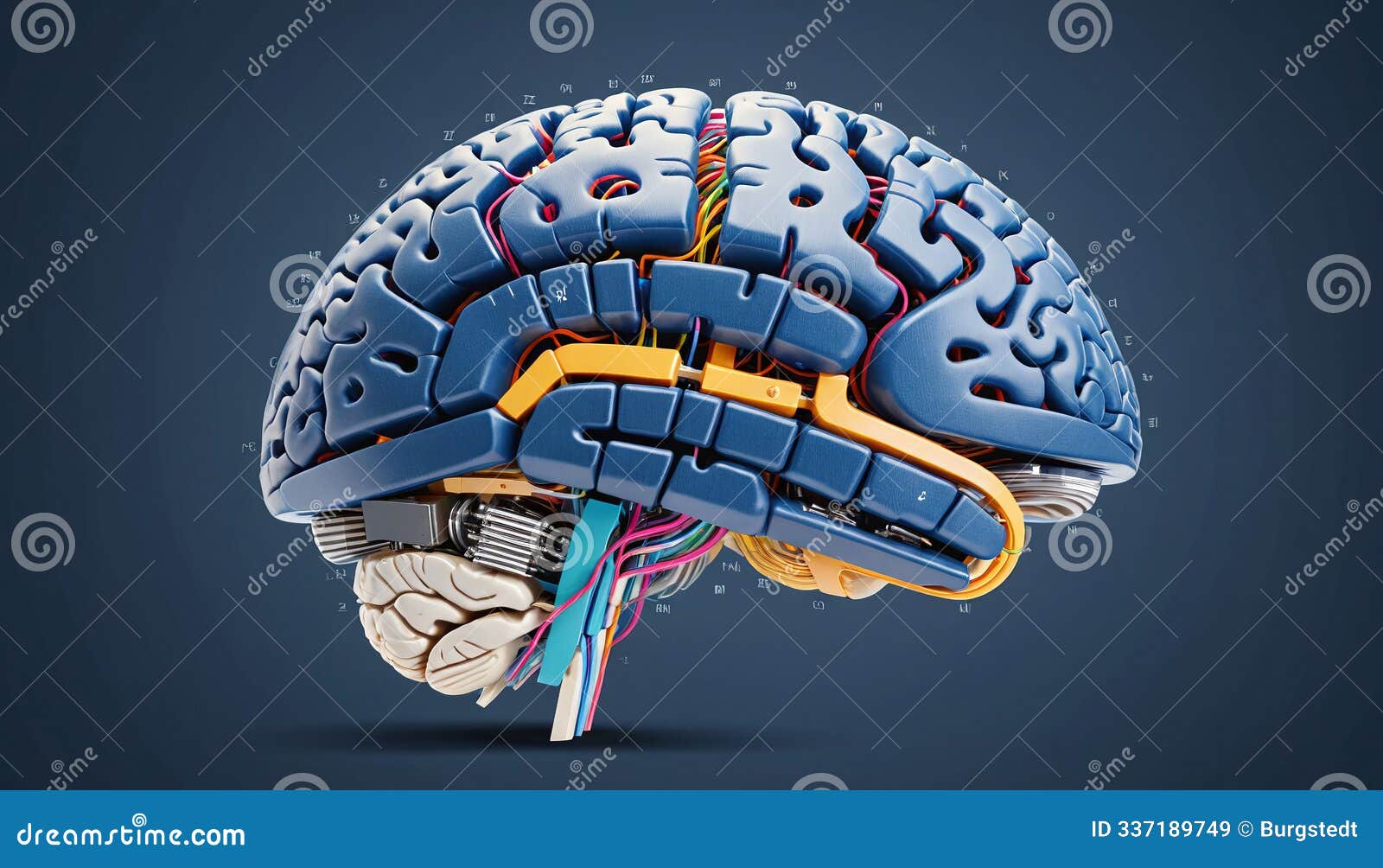 Illustrative Representation of a Human Brain Modified with Technology ...