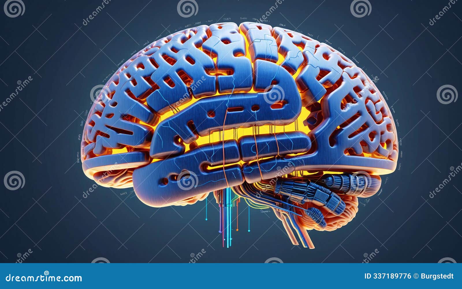 Illustrative Representation of a Human Brain Modified with Technology ...