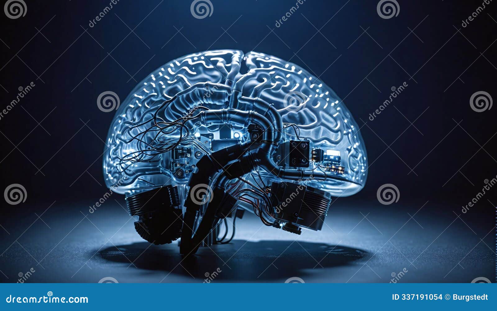 Illustrative Representation of a Human Brain Modified with Technology ...