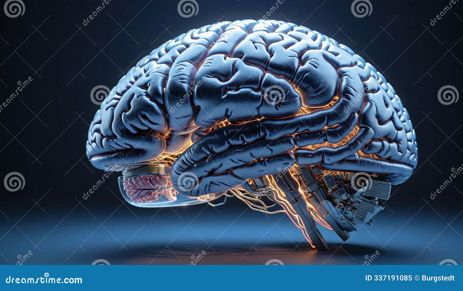 Illustrative Representation of a Human Brain Modified with Technology ...