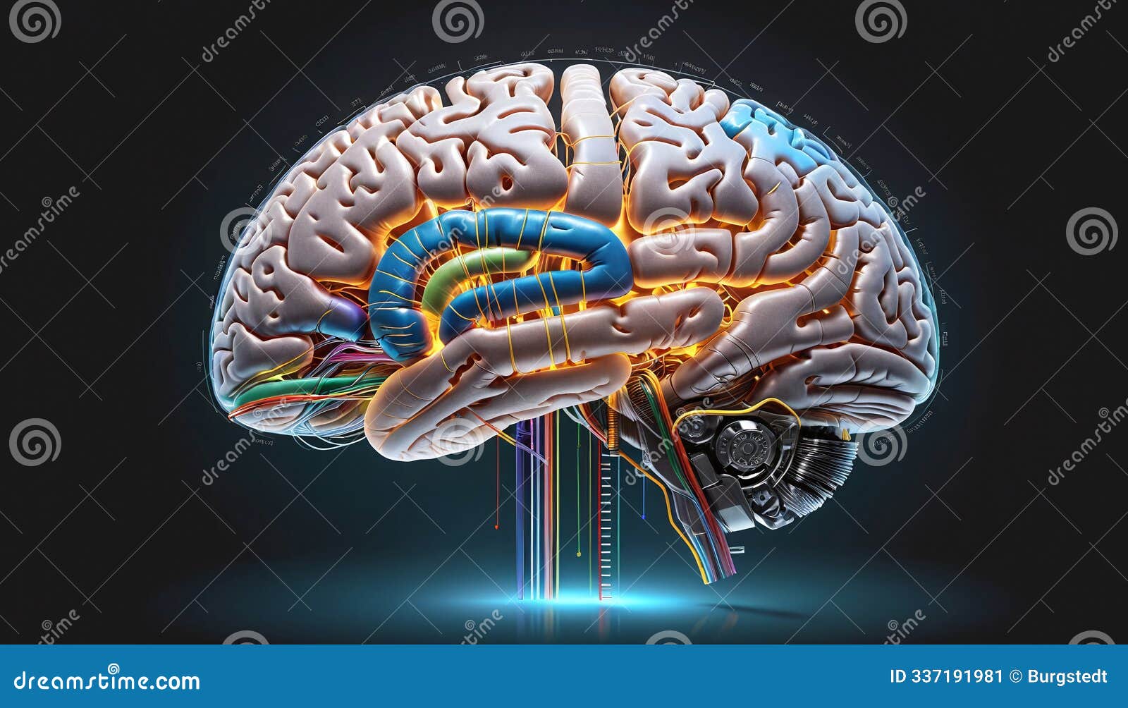 Illustrative Representation of a Human Brain Modified with Technology ...