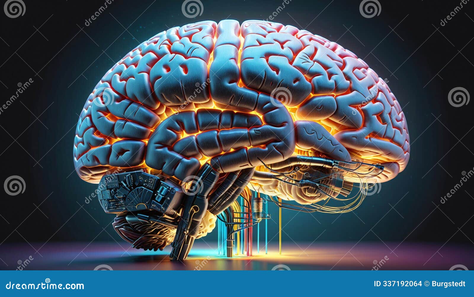Illustrative Representation of a Human Brain Modified with Technology ...