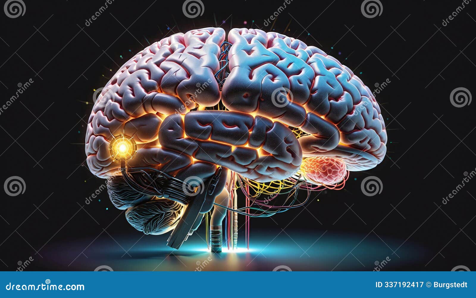 Illustrative Representation of a Human Brain Modified with Technology ...