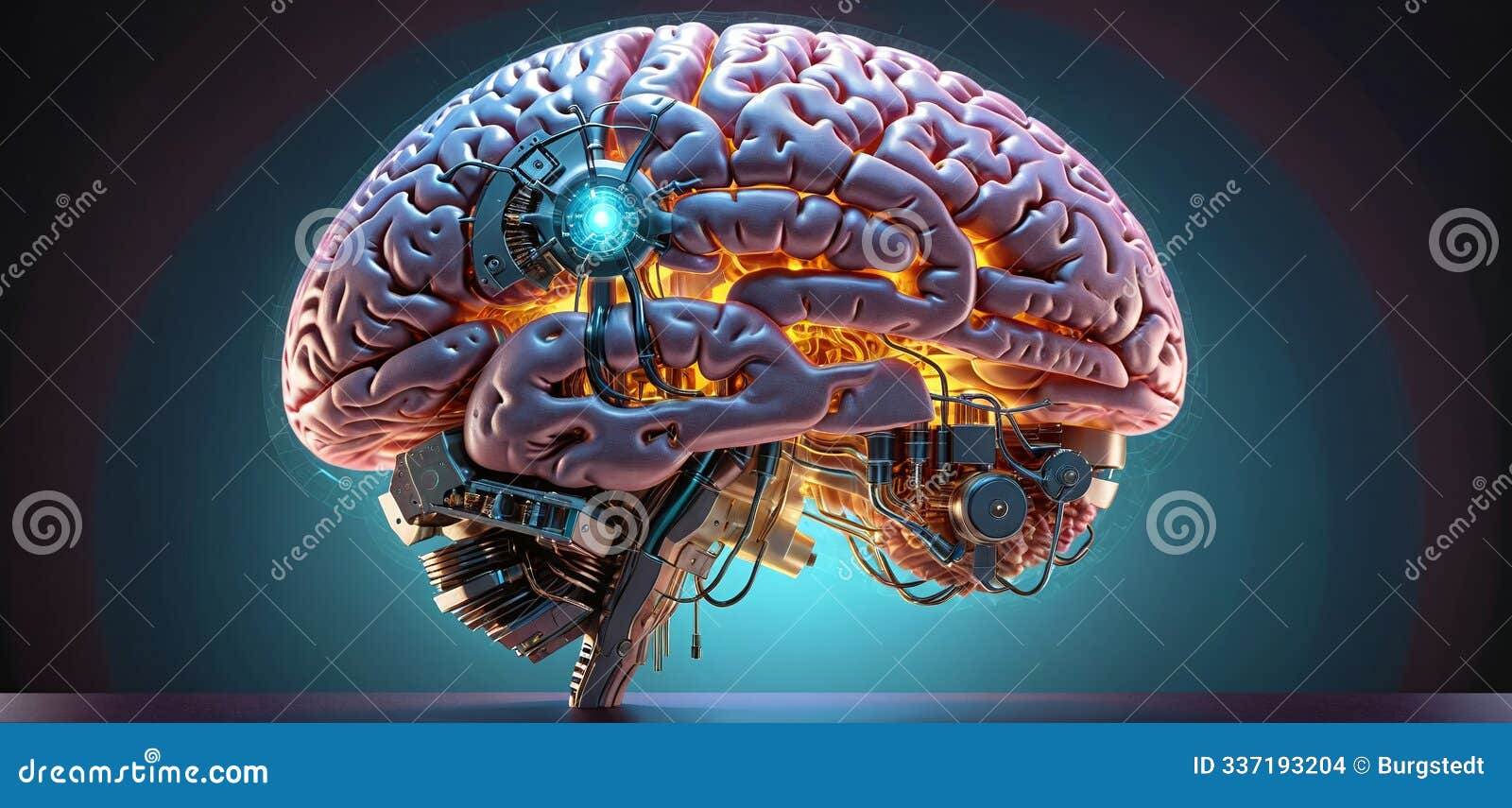 Illustrative Representation of a Human Brain Modified with Technology ...