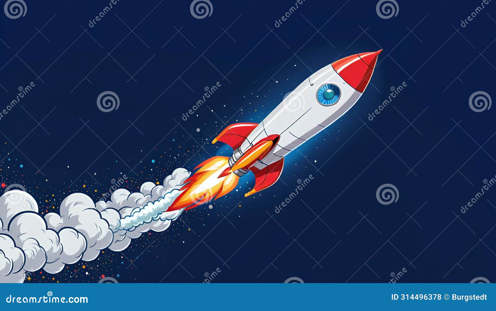 Illustrative Representation of a Simple Rocket that is Just Starting ...