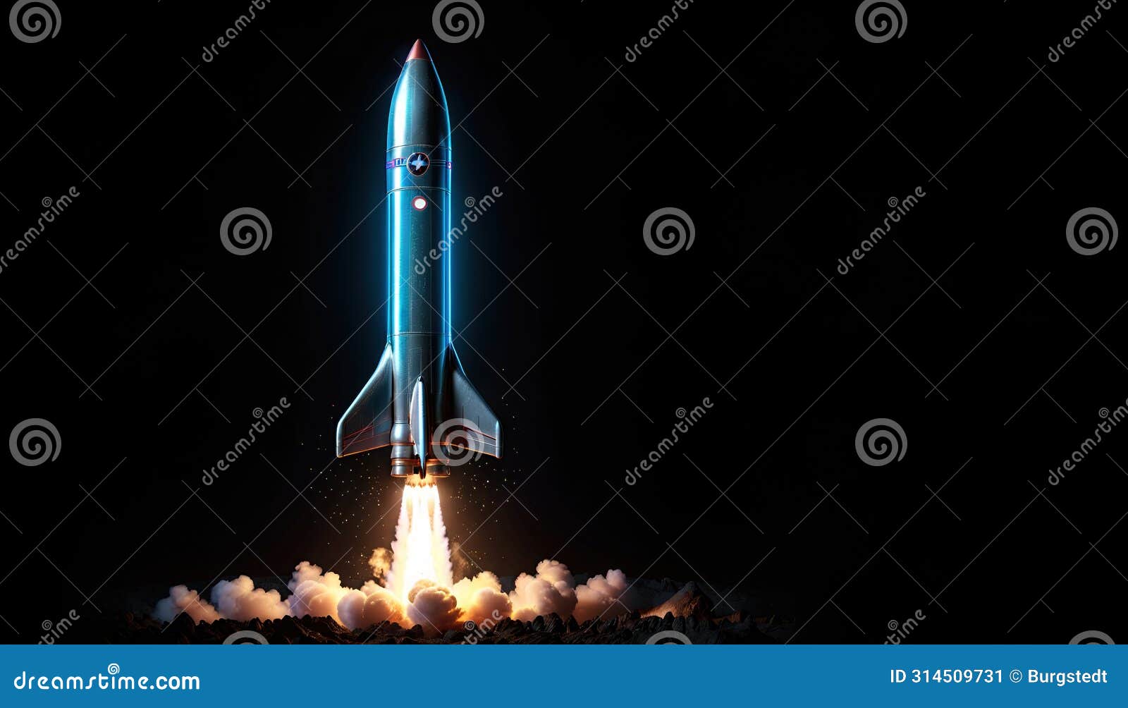 Illustrative Representation of a Simple Rocket that is Just Starting ...