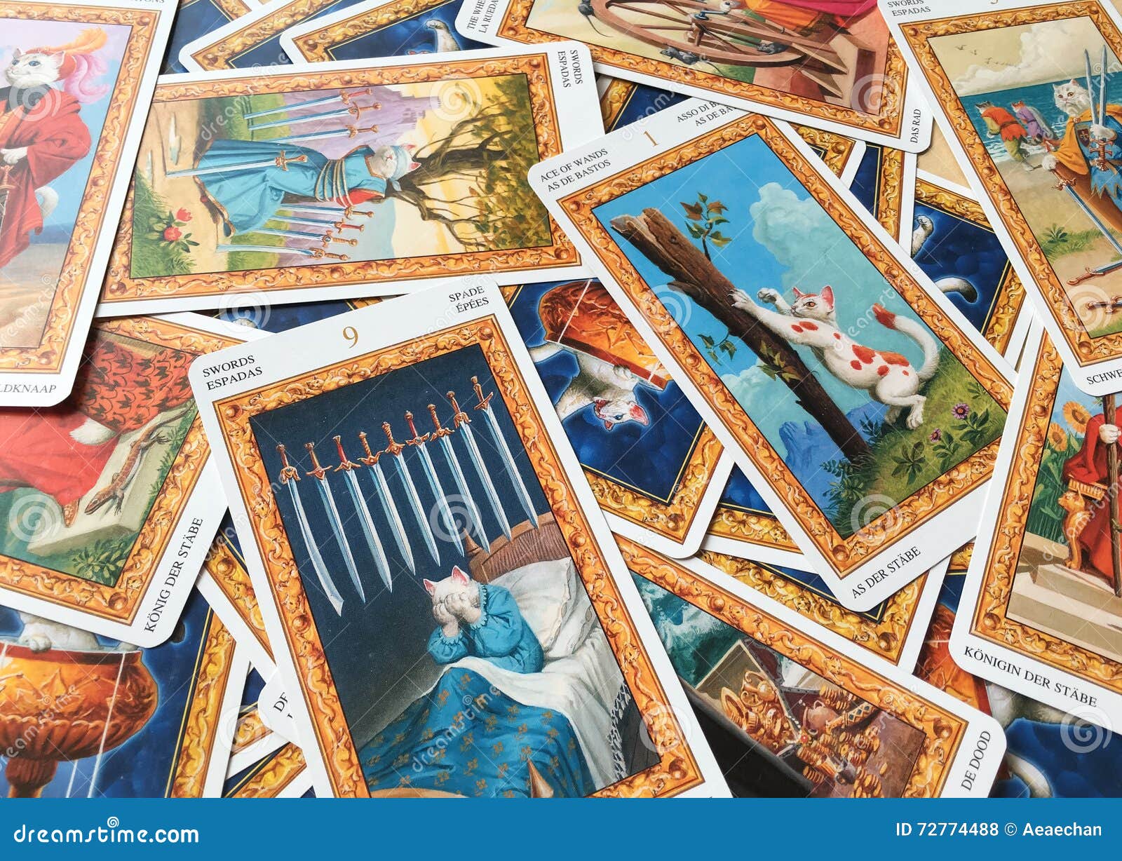 Illustrative Tarot Cards on the Table. Editorial Stock Photo - Image of ...