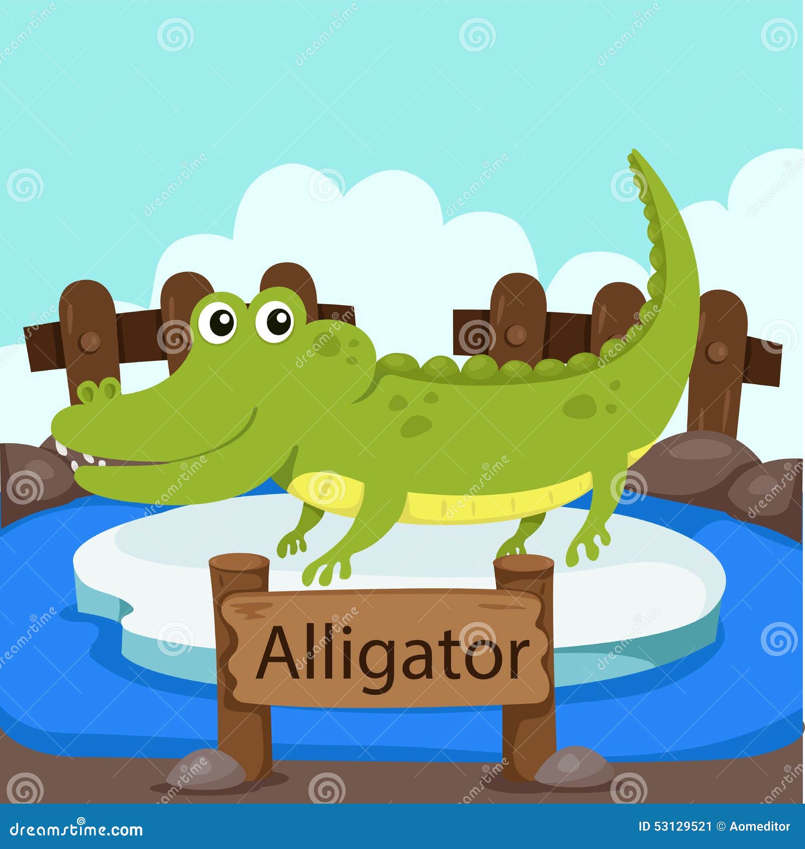 Illustrator of Alligator in the Zoo Stock Vector - Illustration of ...