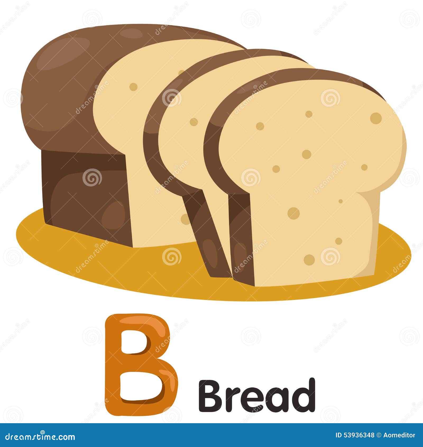Illustrator of B Font with Bread Stock Vector - Illustration of sliced ...
