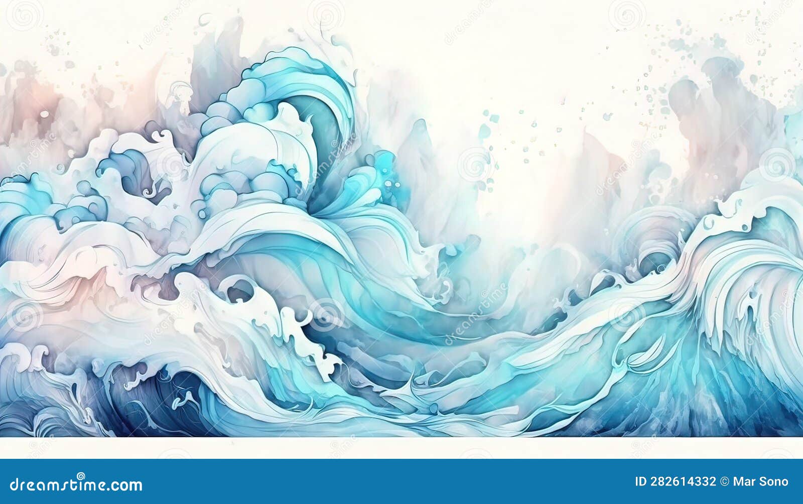 Illustrator Background Wavefull Frame Watercolor Blue Generate AI Stock ...