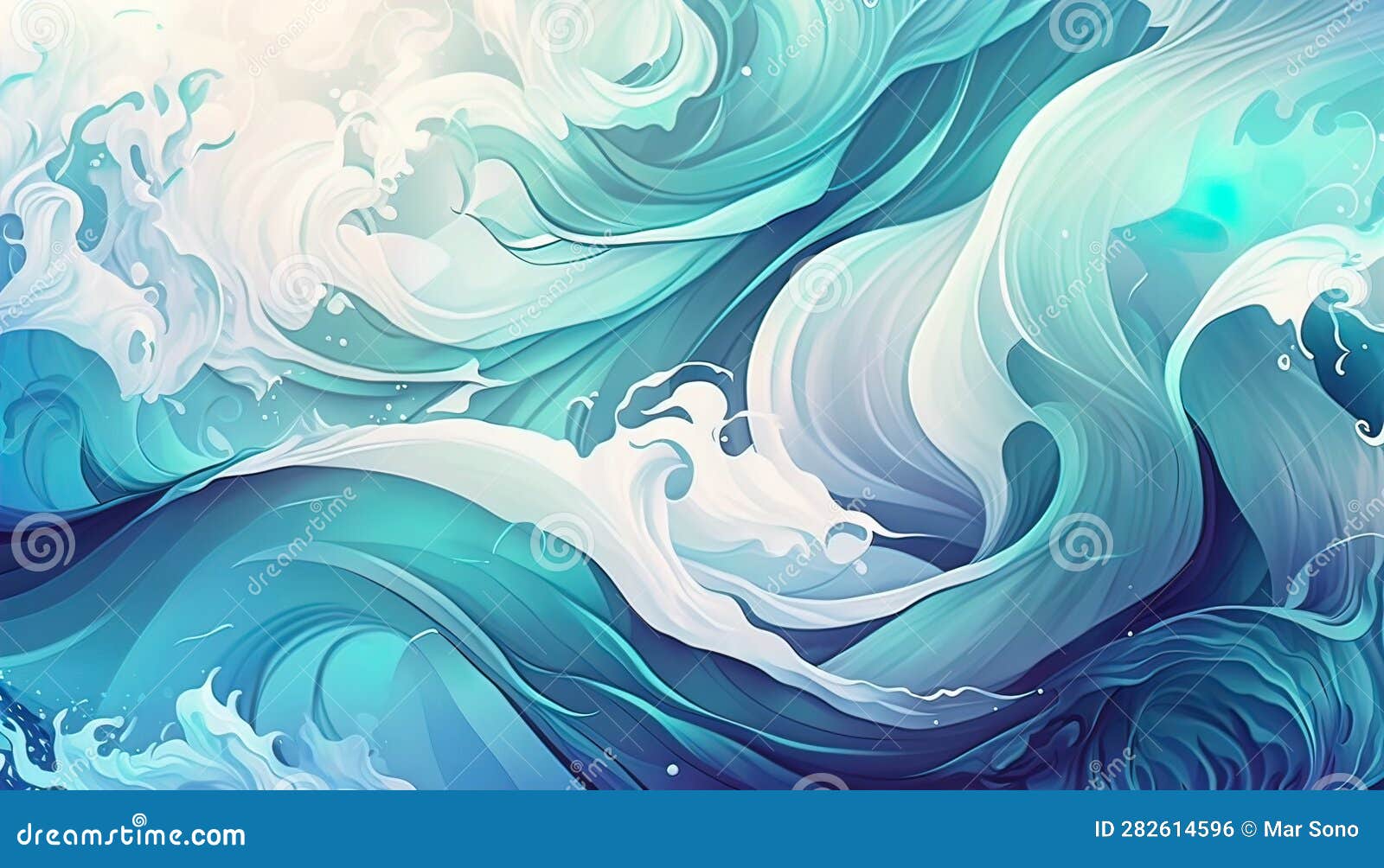 Illustrator Background Wavefull Frame Watercolor Blue Generate AI Stock ...