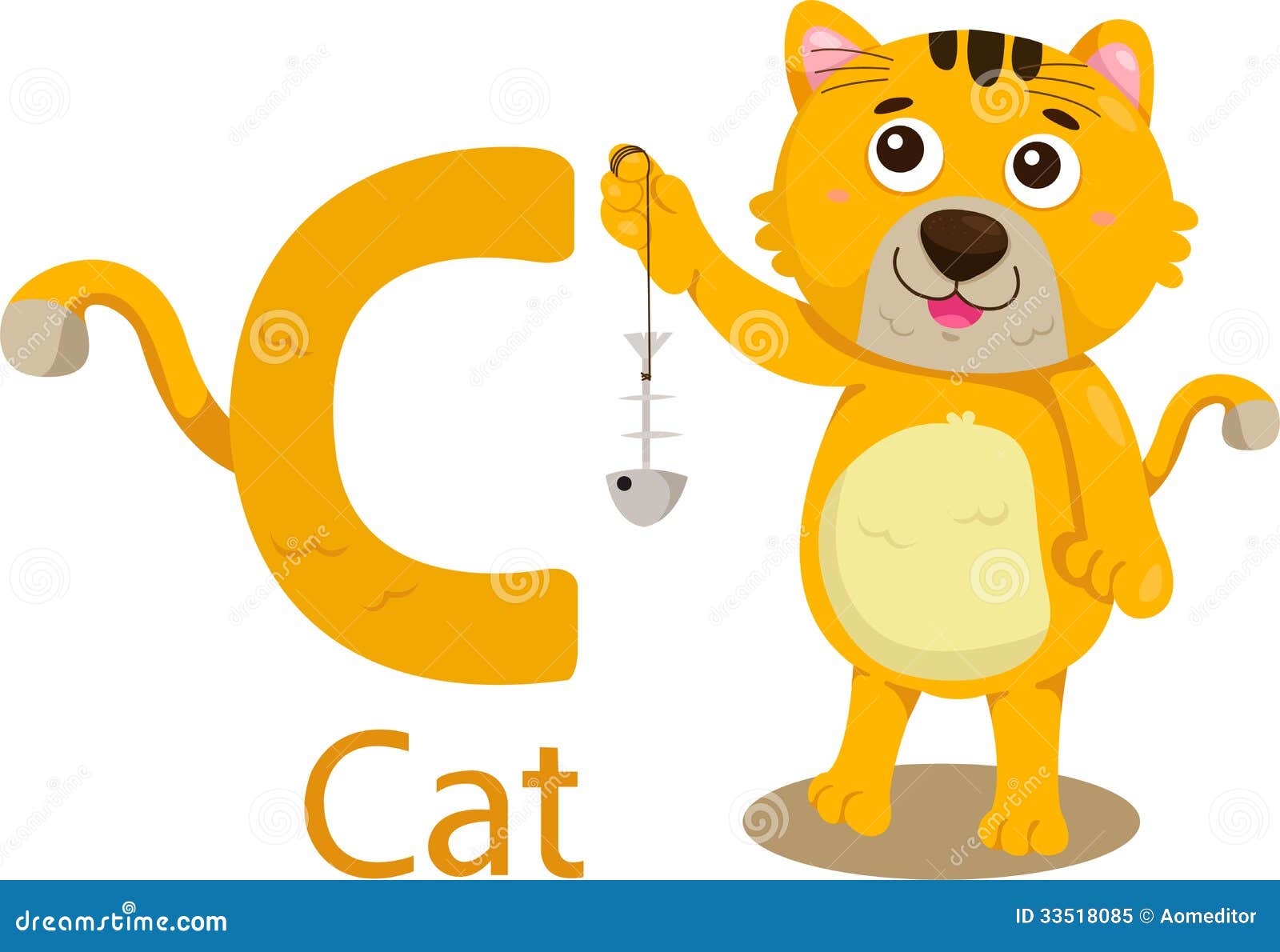 Illustrator of C with cat stock vector. Illustration of colorful - 33518085