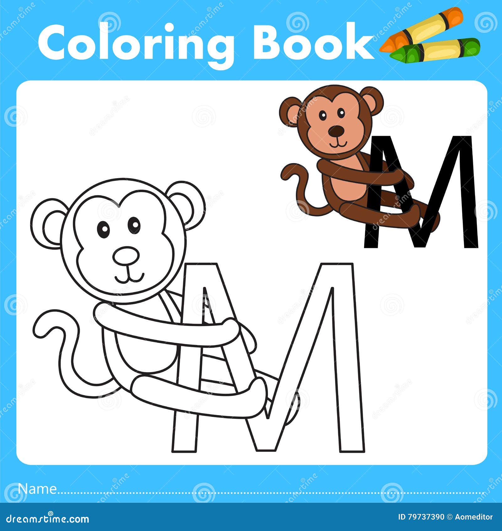 Illustrator of Color Book with Monkey Animal Stock Vector ...