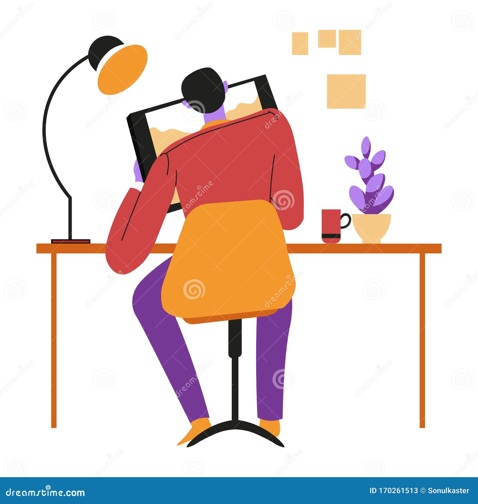 Illustrator or Designer Drawing on Tablet or Pad, Isolated Character ...