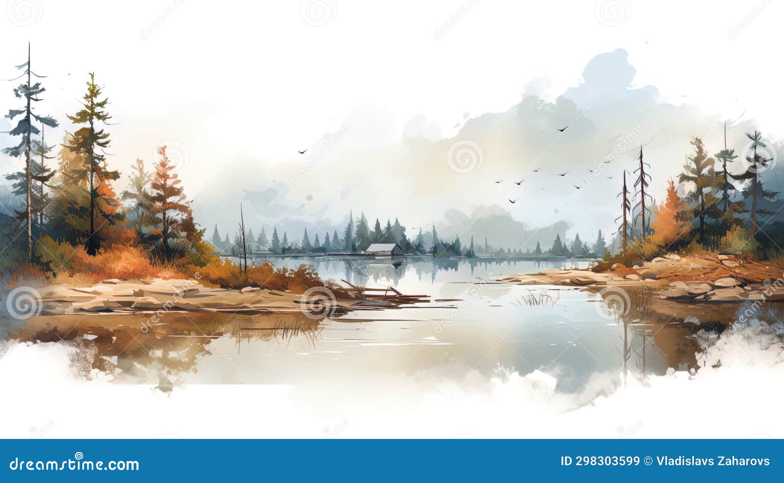 Illustrator-friendly Horizontal Straight Long Line with a Watercolor ...