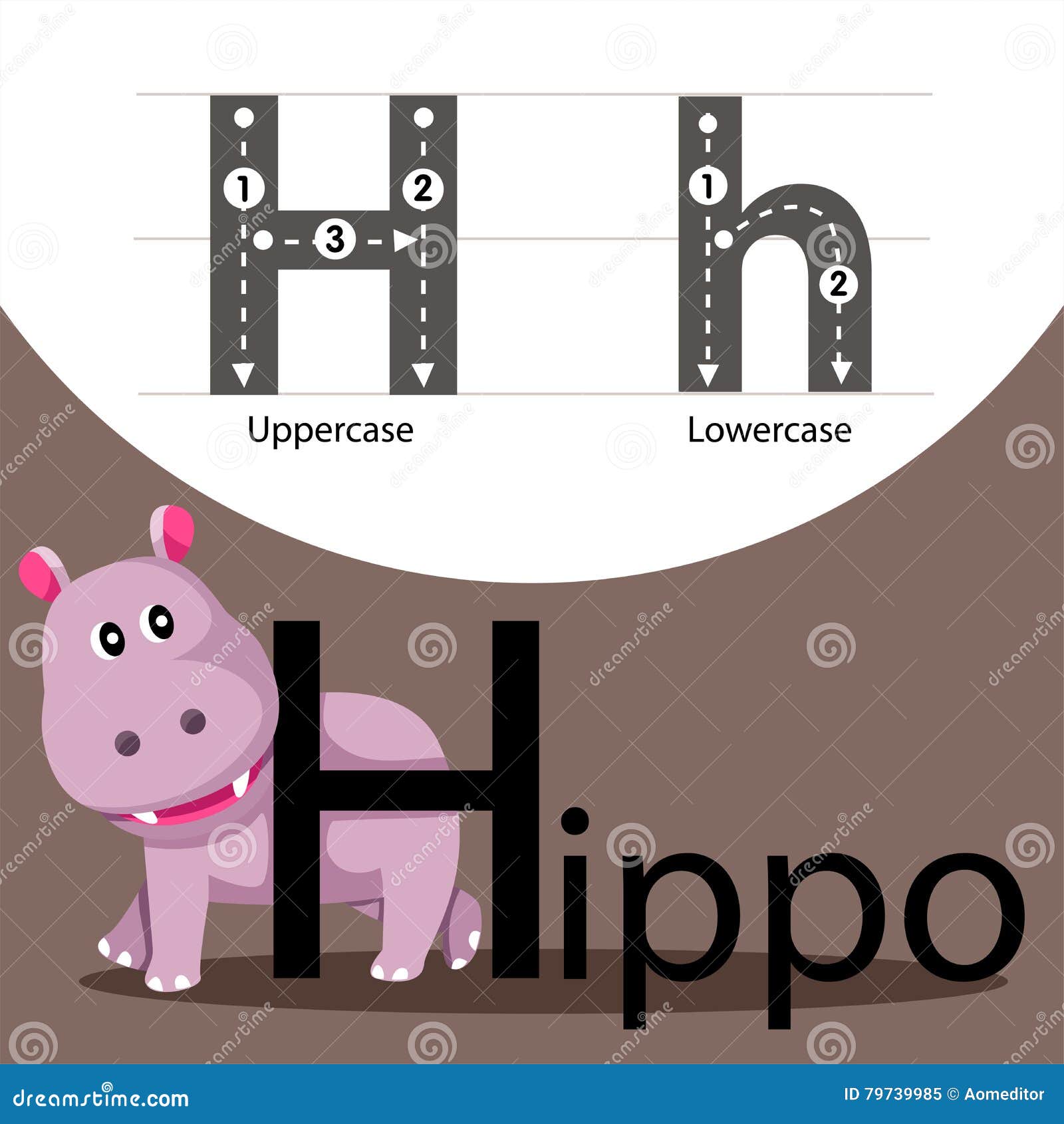 Illustrator of Hippo with H Font Stock Vector - Illustration of ...