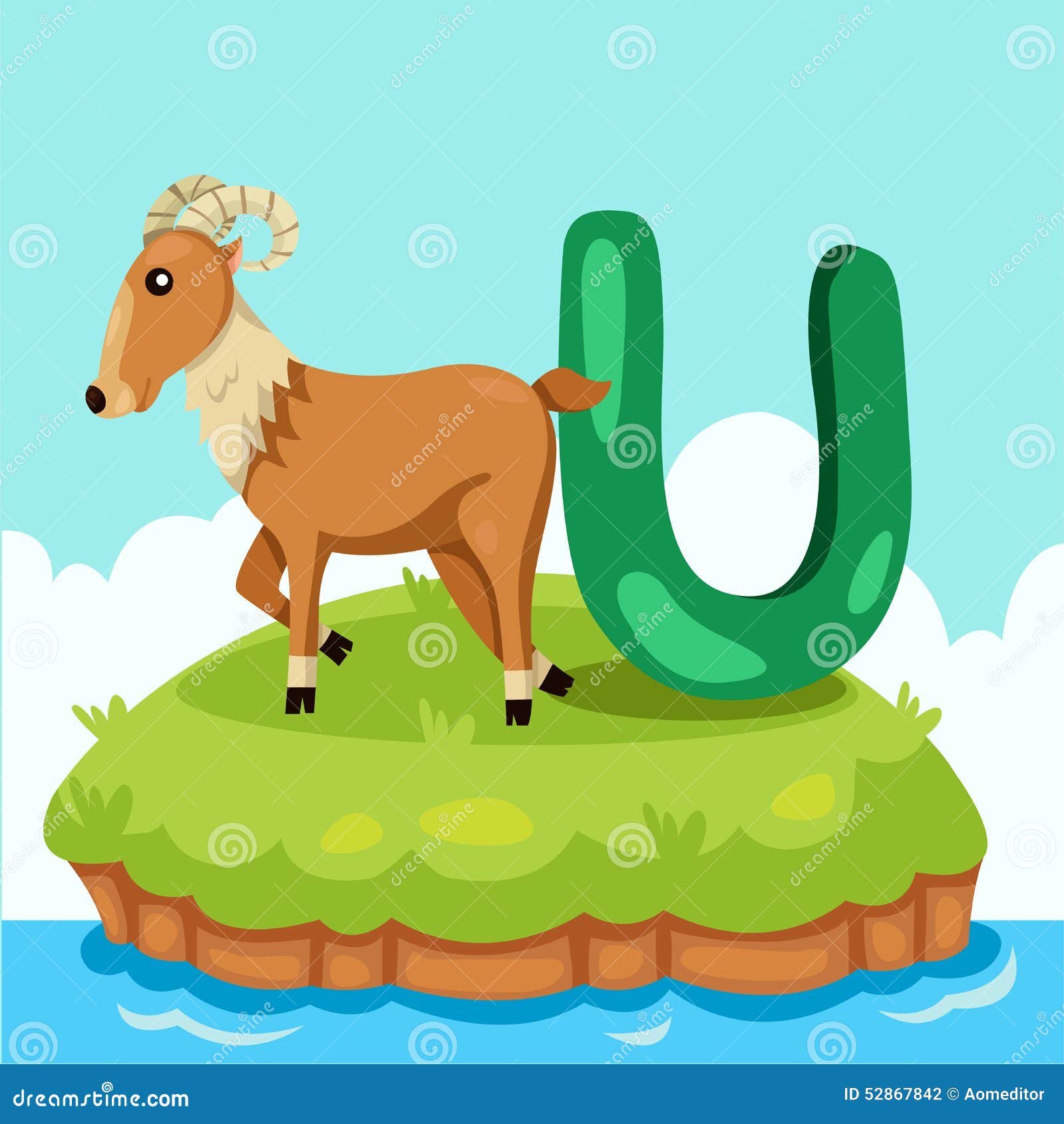 Illustrator of Letter U is for Urial Stock Vector - Illustration of ...
