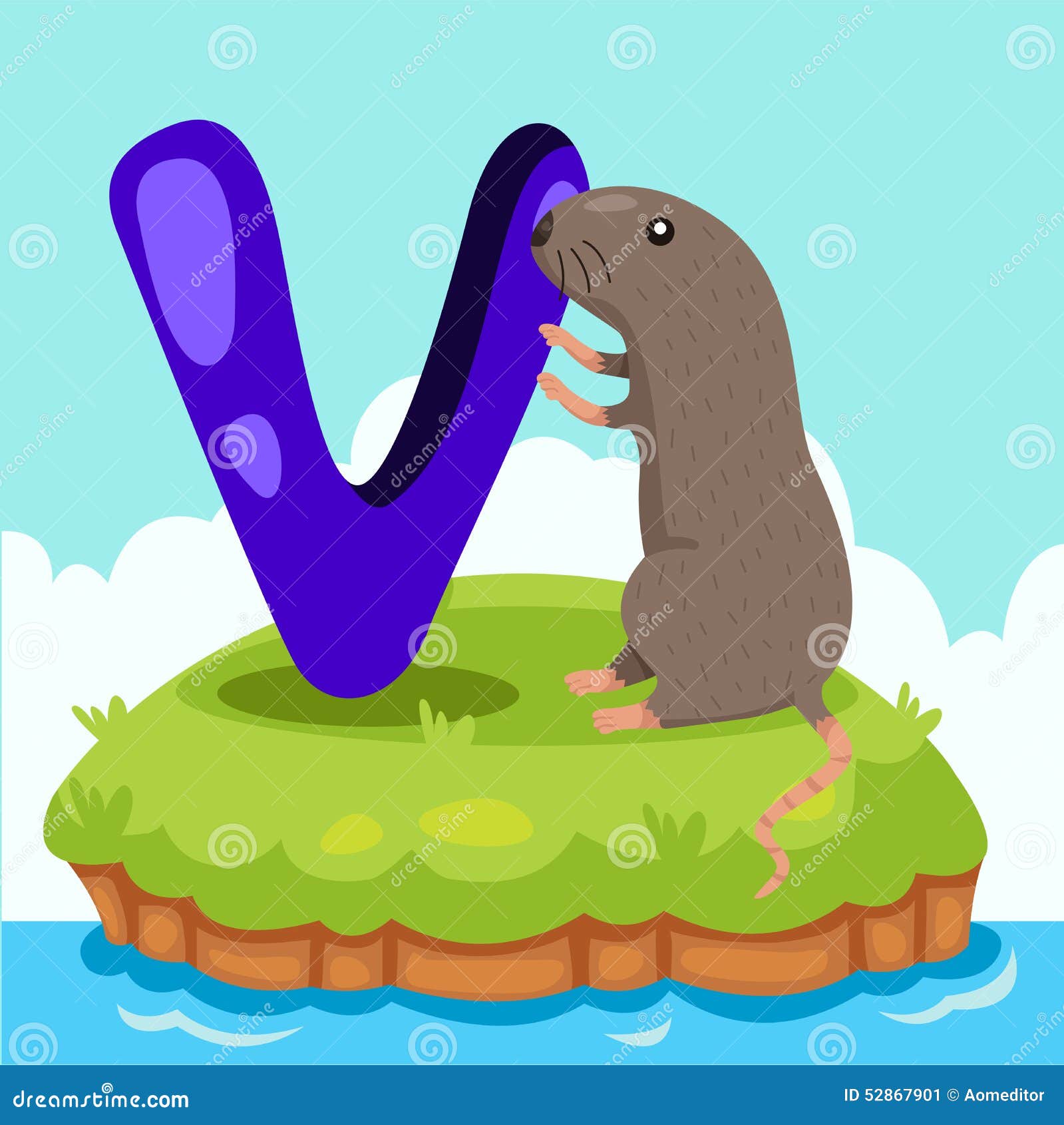 Illustrator of Letter V is for Vole Stock Vector - Illustration of ...