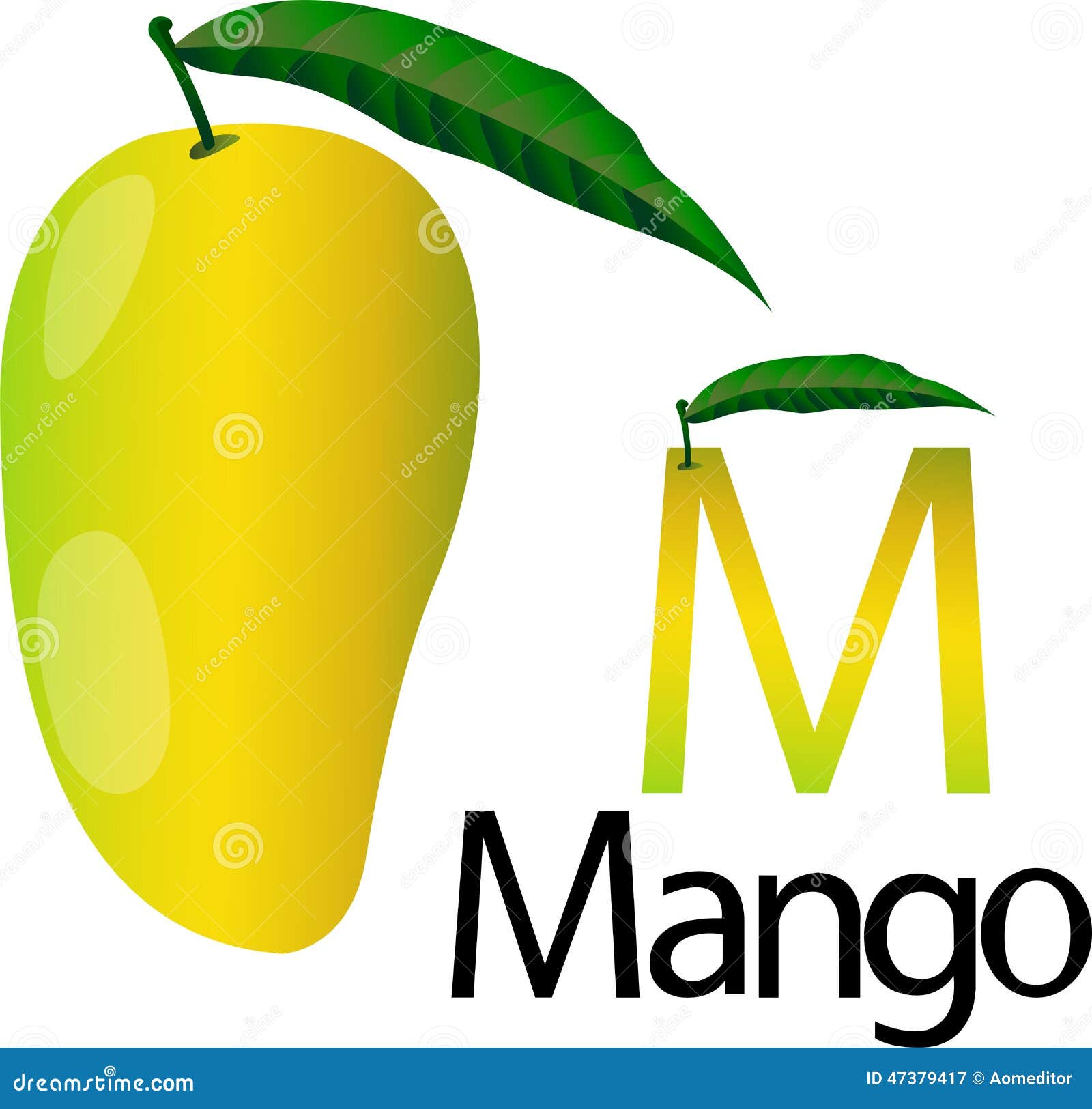 Illustrator M Font with Mango Stock Vector - Illustration of color ...