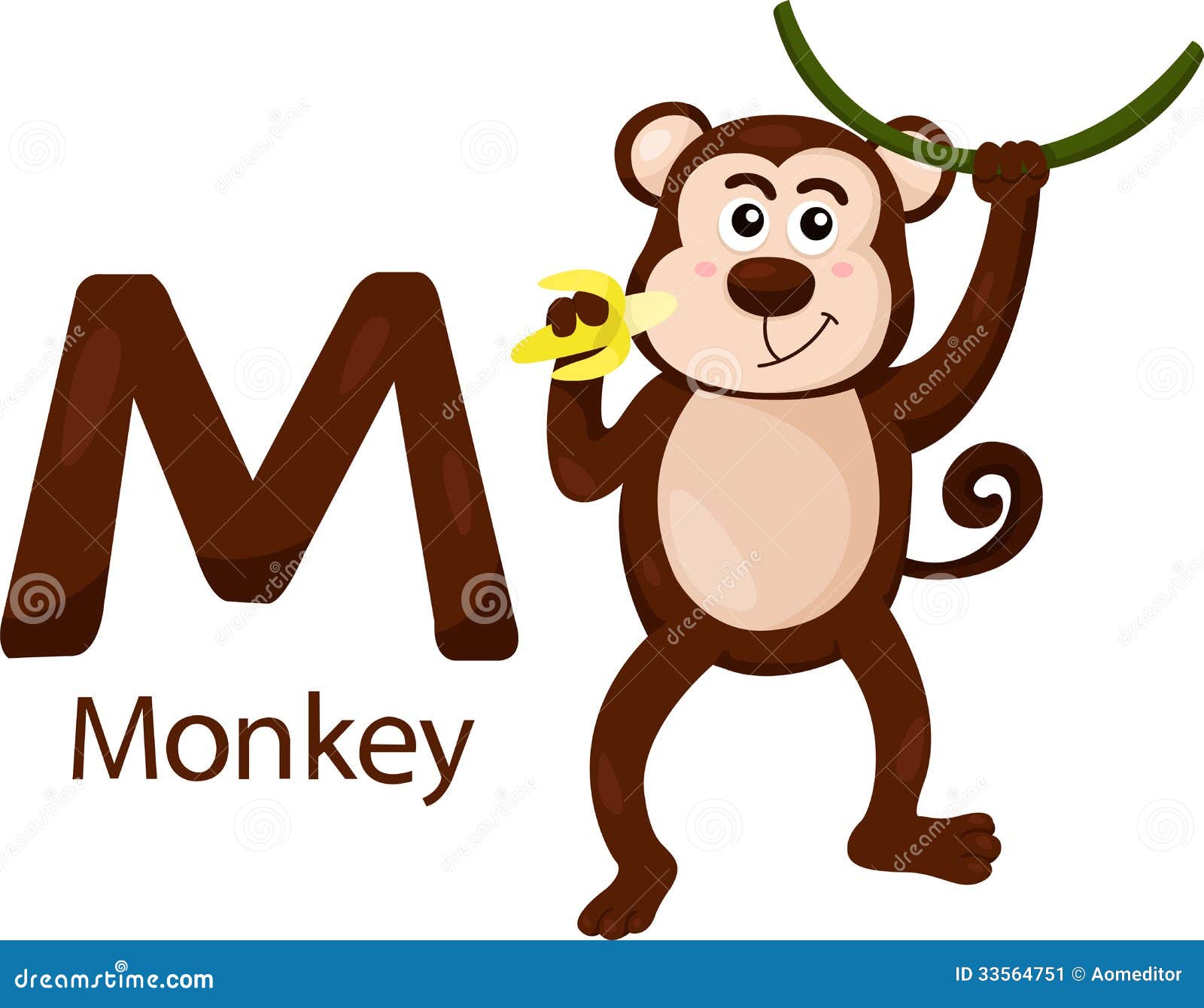 Illustrator of M with Monkey Stock Vector - Illustration of house ...