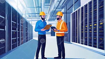 Illustrator of a Network Engineer at a Data Center Site, Operate in ...