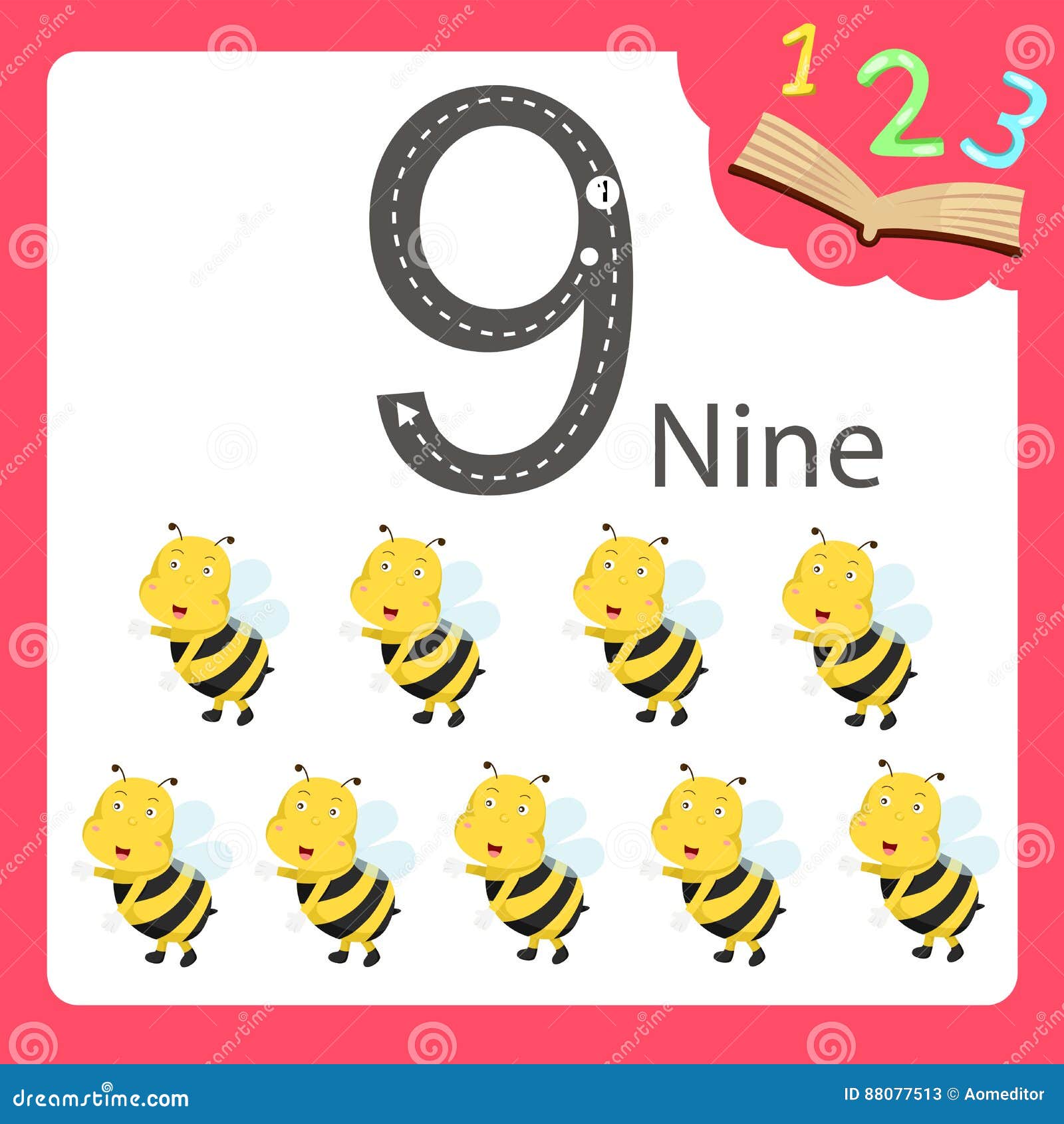 Illustrator of Nine Number Animal Stock Vector - Illustration of cute ...