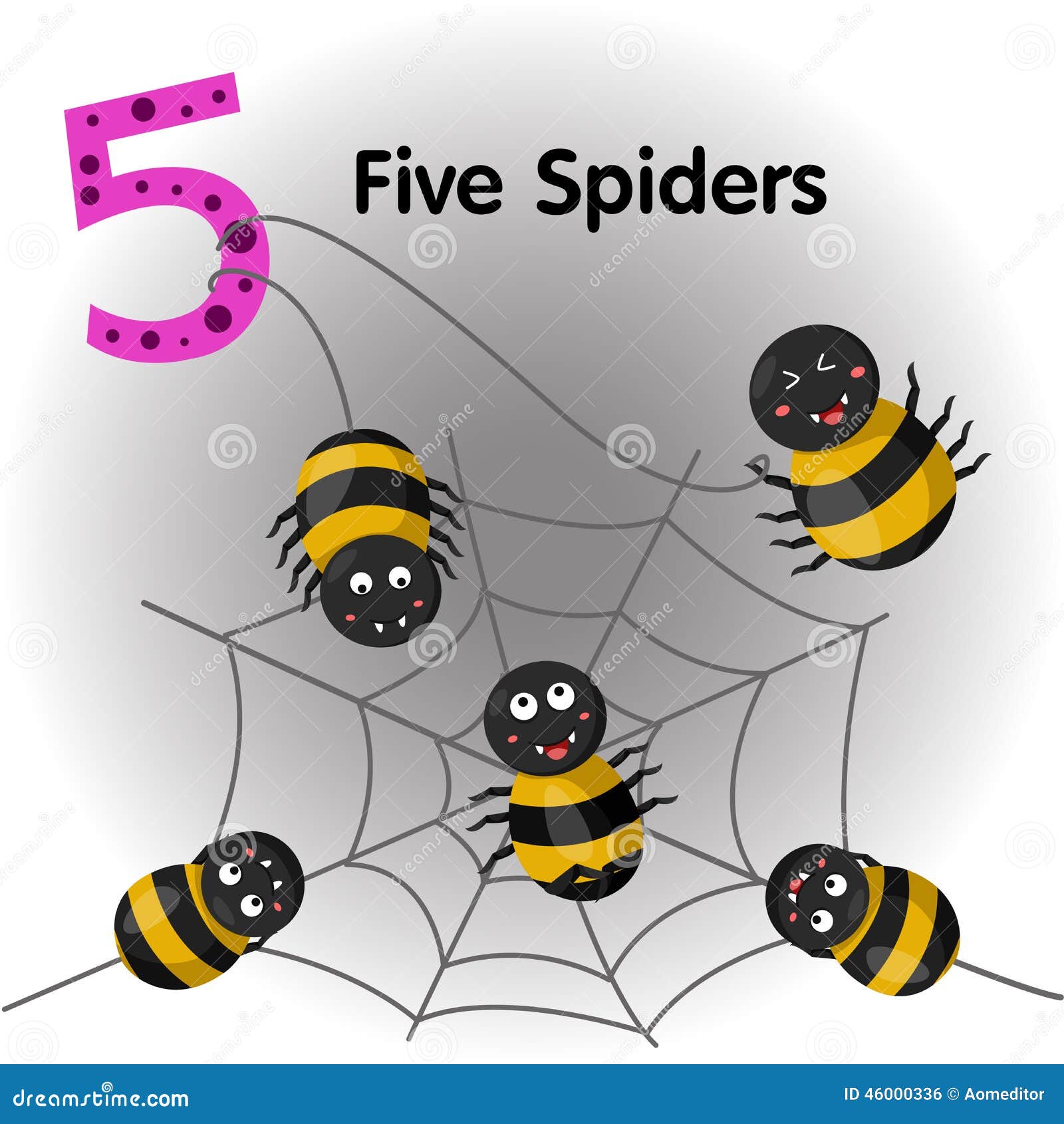 Illustrator of Number Five Spiders Stock Vector - Illustration of ...