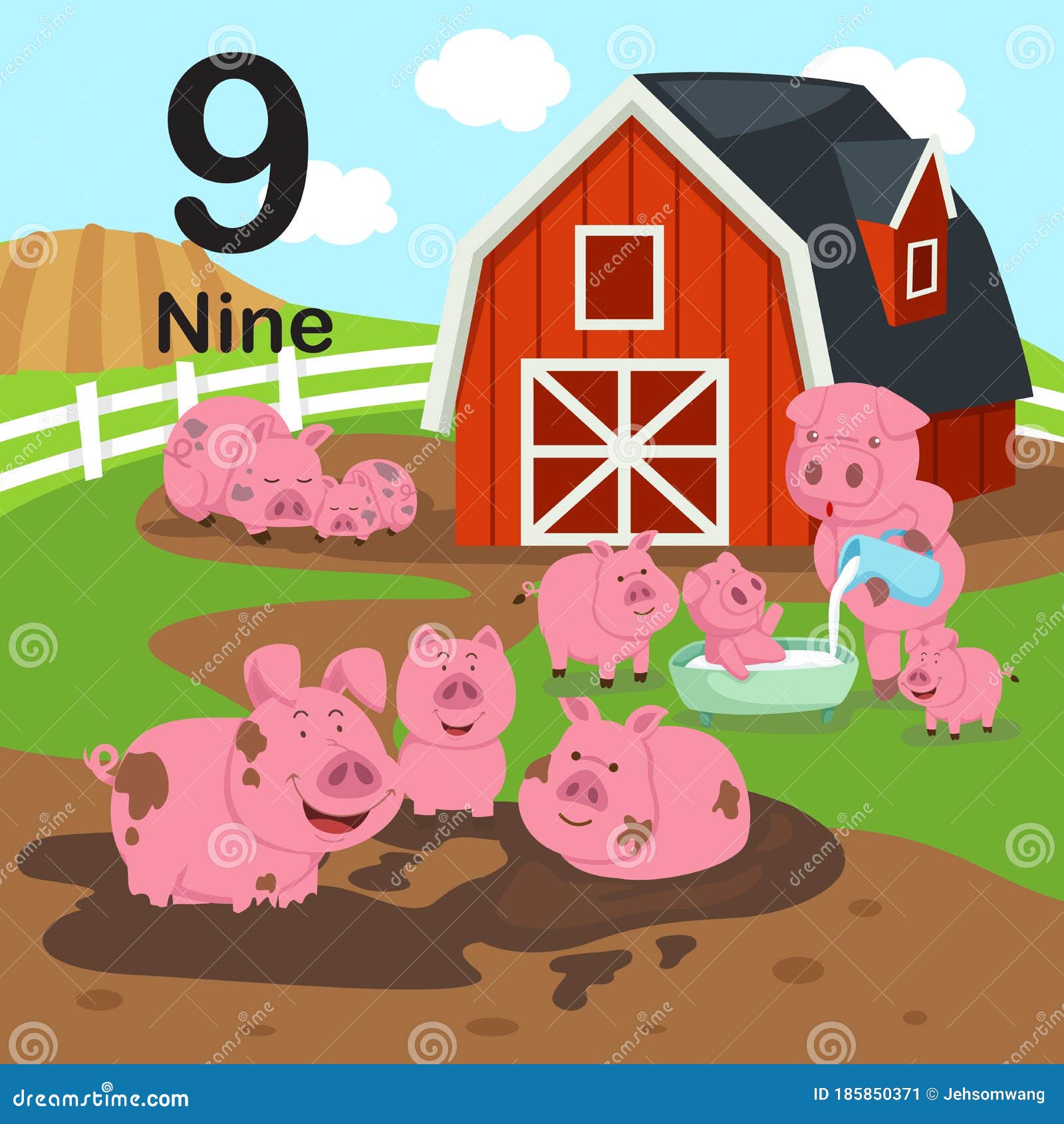 Illustrator of number nine stock vector. Illustration of isolated ...