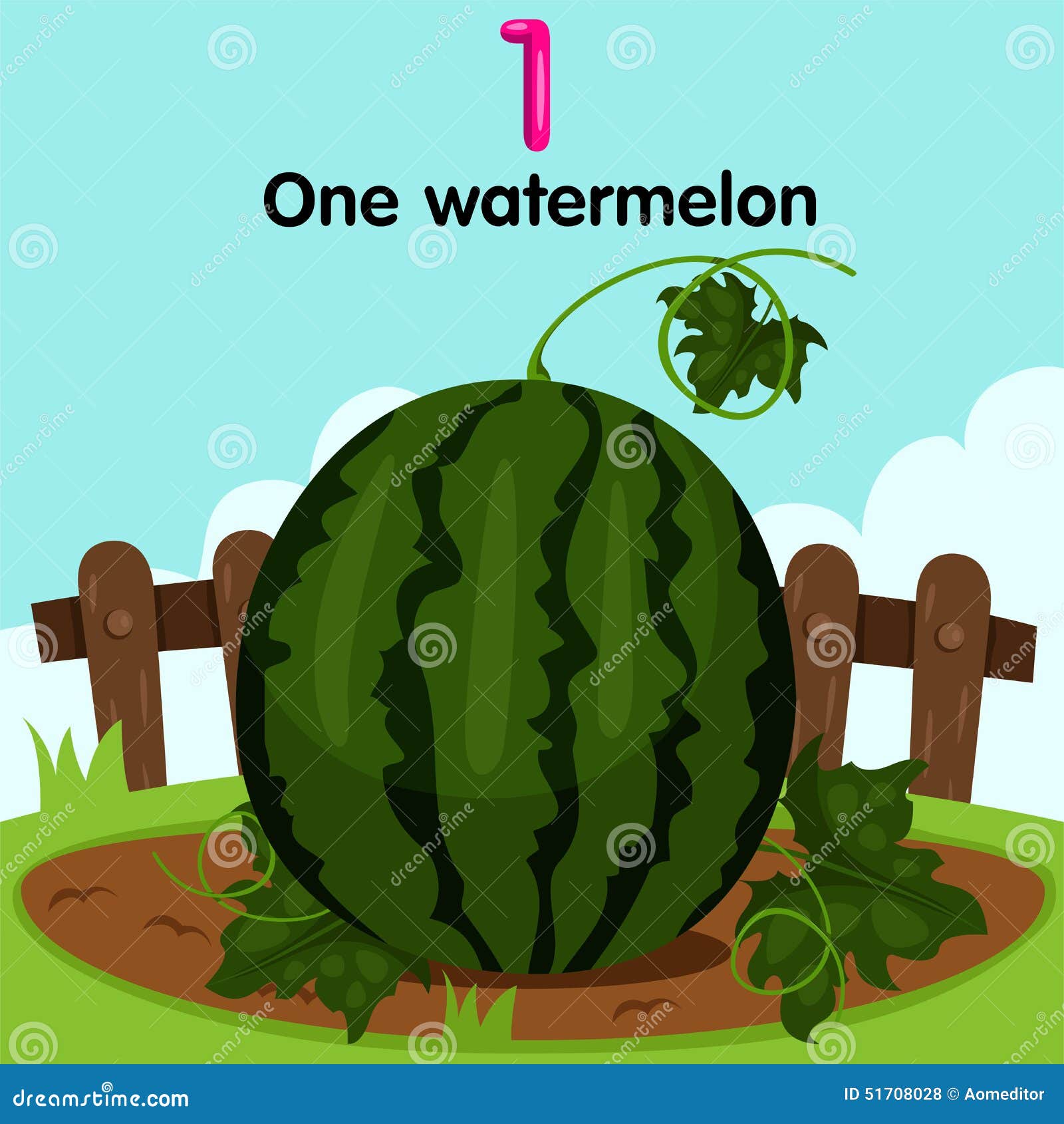 Illustrator of Number One Watermelon Stock Vector - Illustration of ...